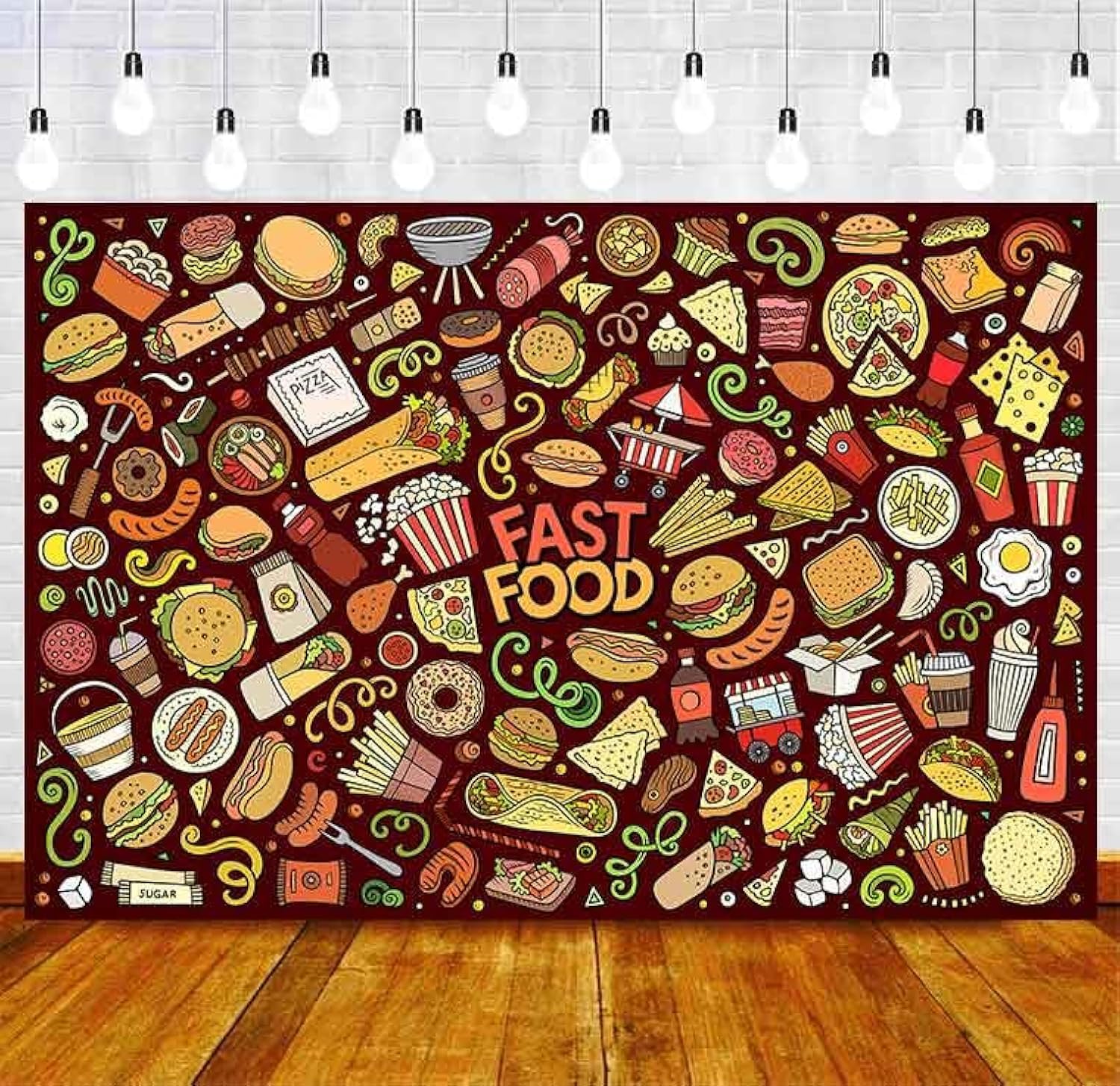 Amazon.com : Hamburger Truck Backdrop Fast Food Dessert Shop Background ...