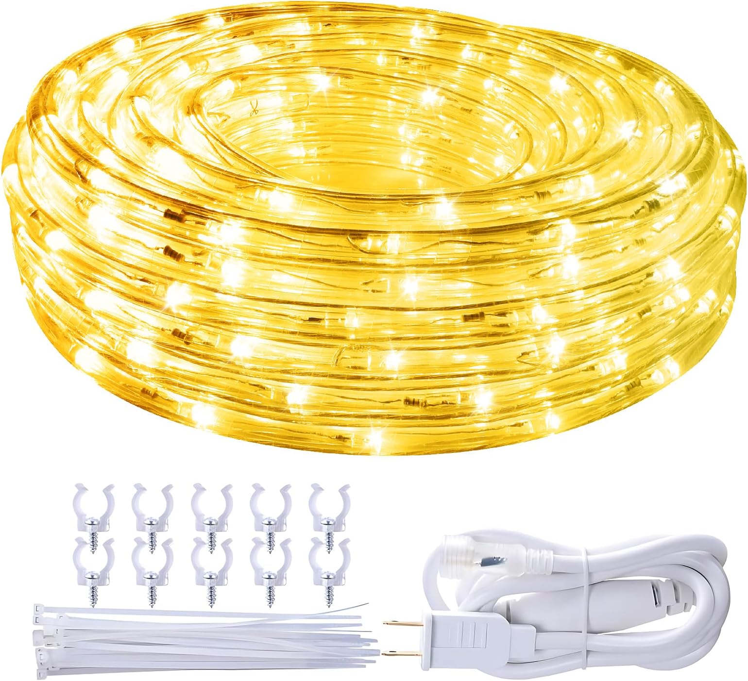 SHGPODA 33ft/10m LED Rope Lights,360 LEDs,Warm White(3000K),Waterproof ...