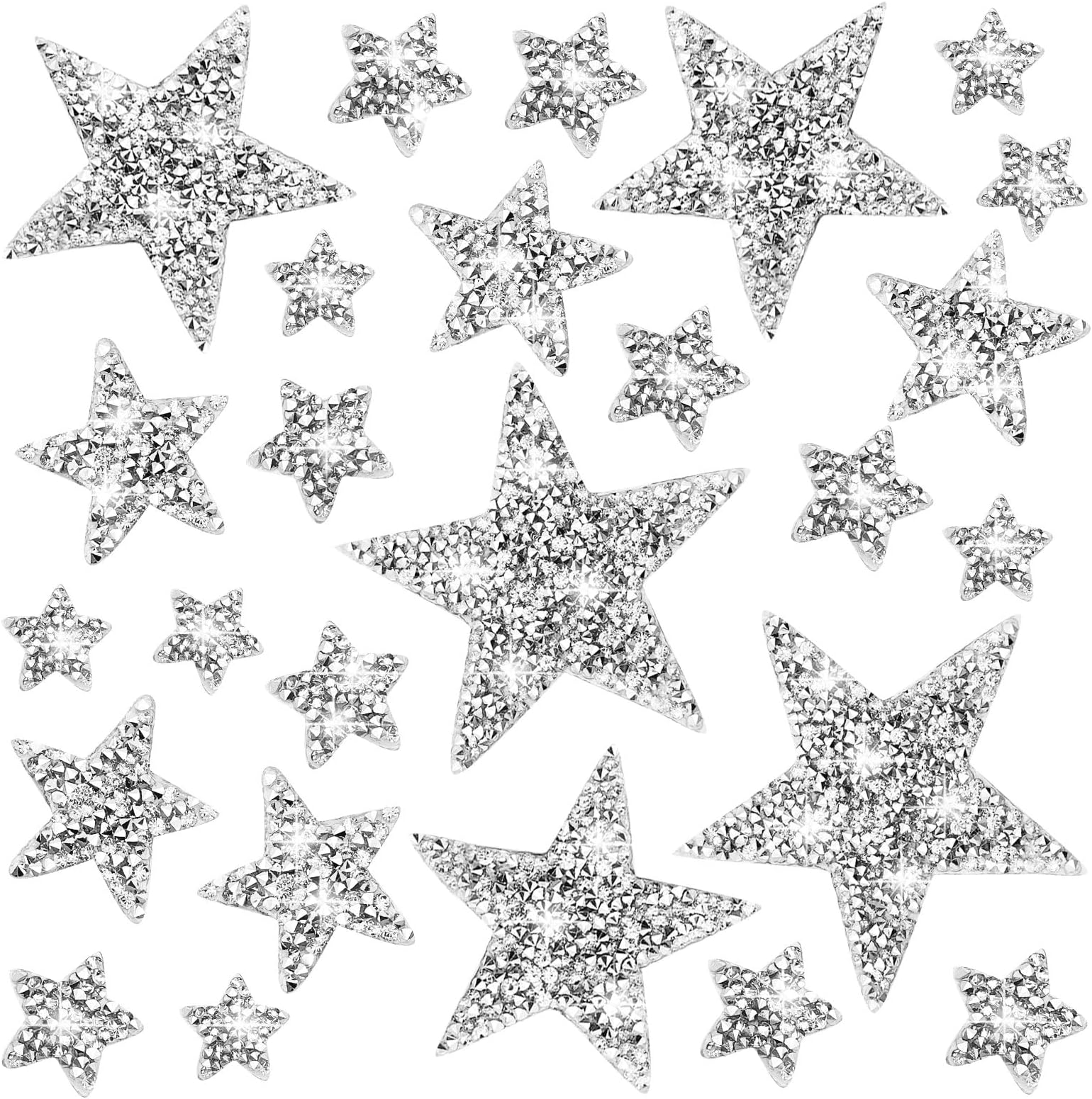 Amazon.com: 24 Pcs Star Patch, Silver Star Patches Adhesive Glitter ...