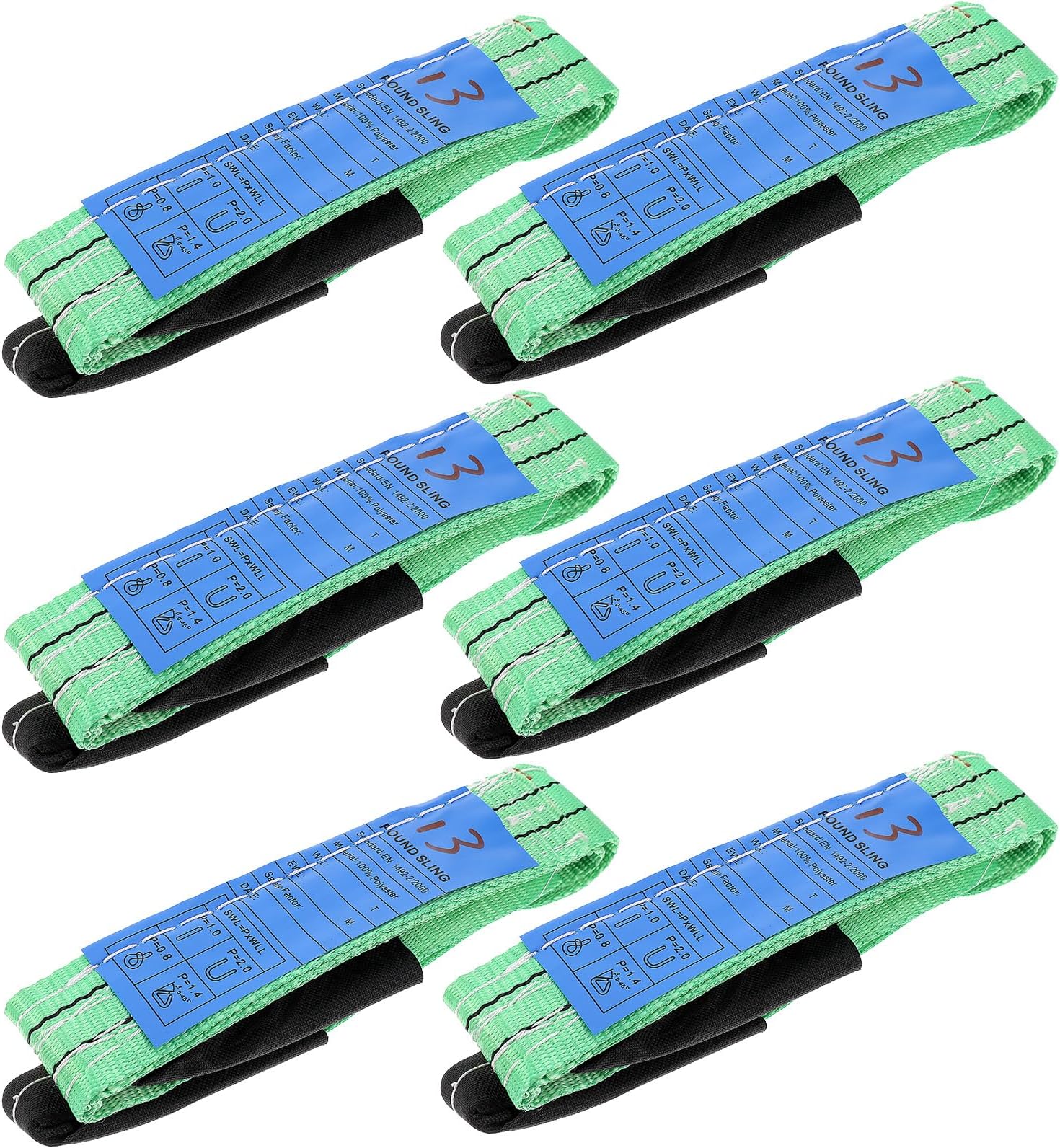 Amazon.com: 6 Pack Green Lifting Slings Straps Polyester Web Slings ...