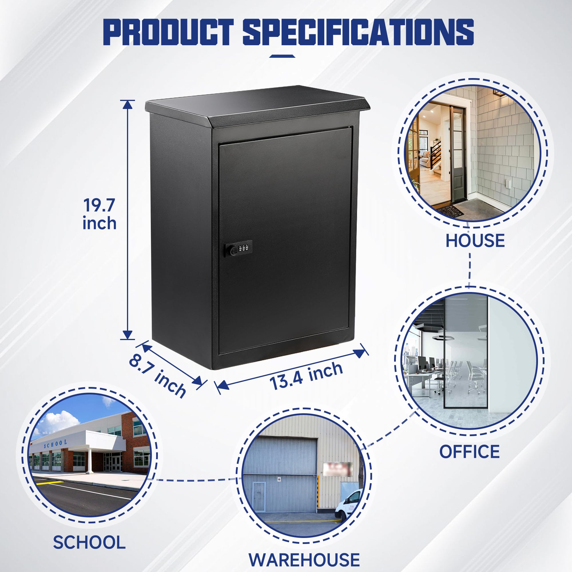 Package Delivery Boxes for Outside, 13.4" x 8.7" x 19.7" Galvanized ...