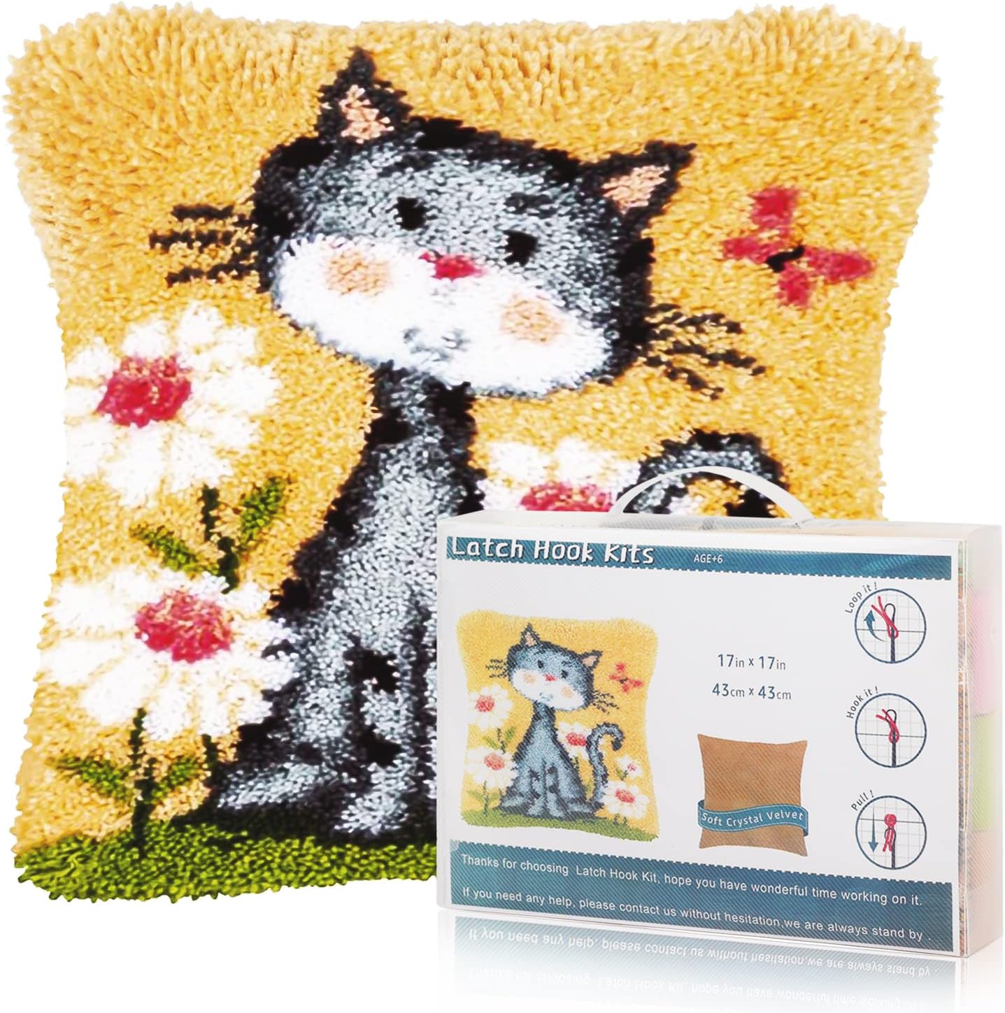 Amazon.com: Msoesticc.dl Latch Hook Kits for DIY Throw Pillow Cover ...