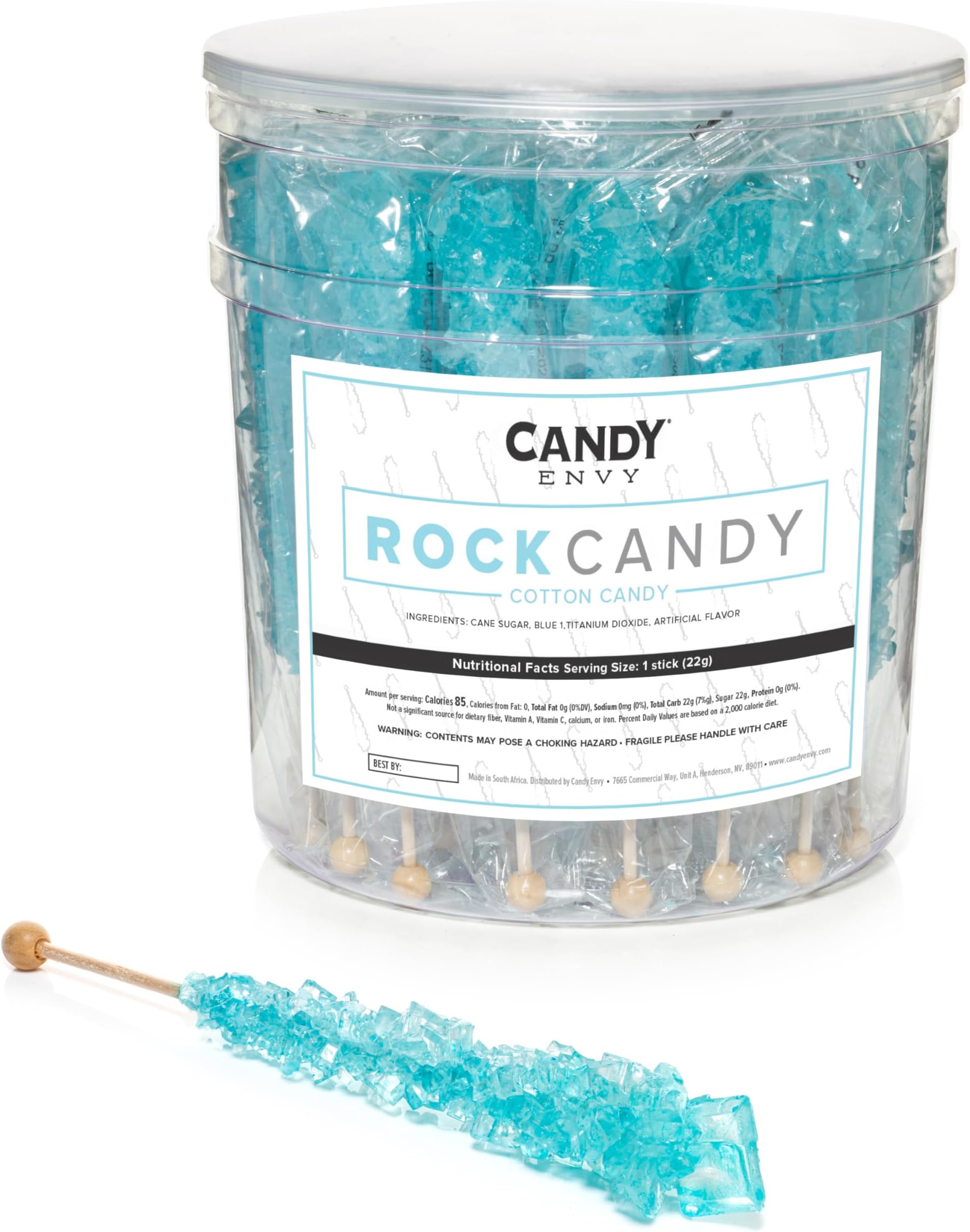 Amazon.com : Candy Envy - Light Blue Rock Candy Sugar Sticks - Cotton ...