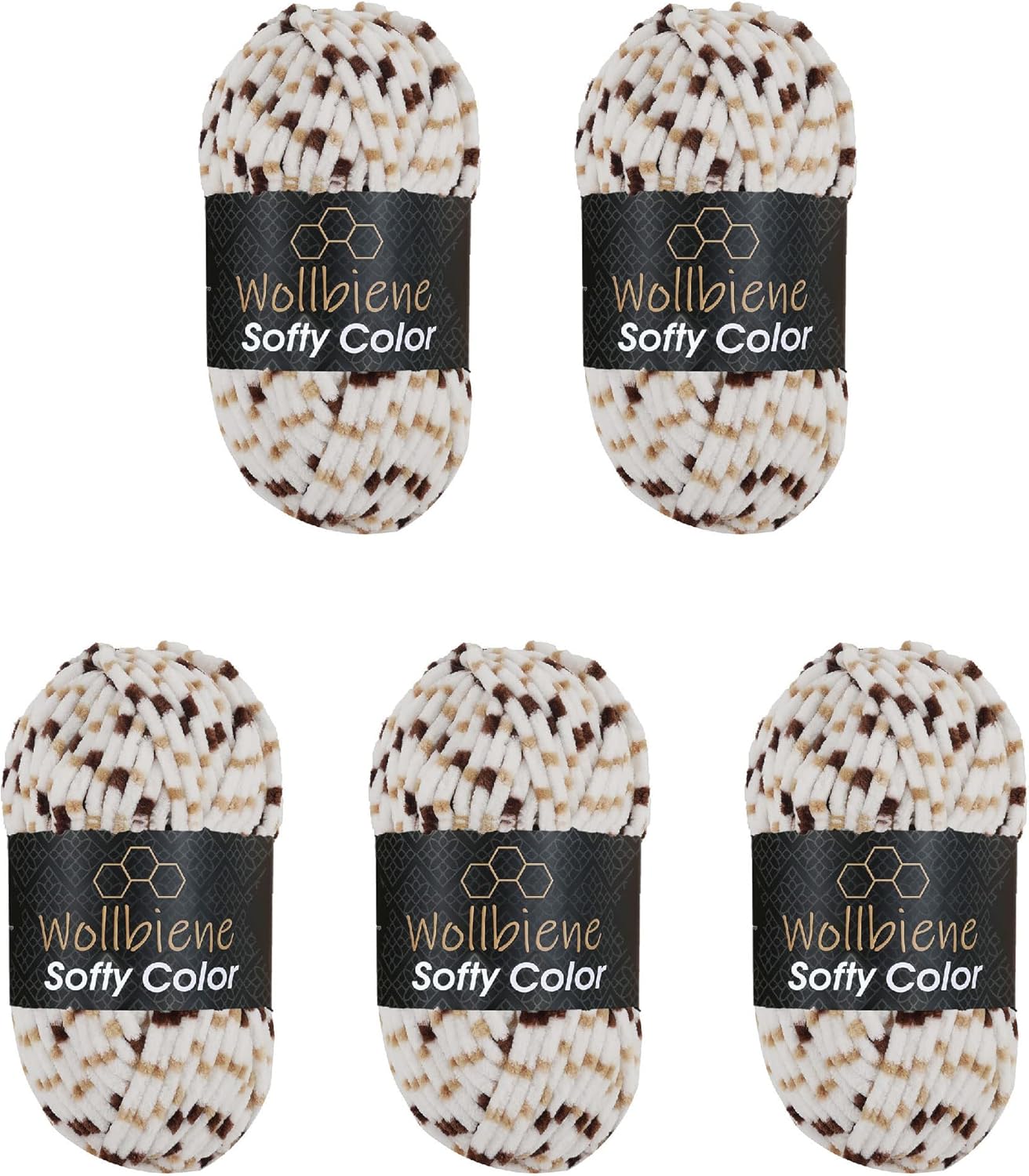 Wollbiene Softy Color 5 x 100 Gramm Chenillewolle Strickwolle ...