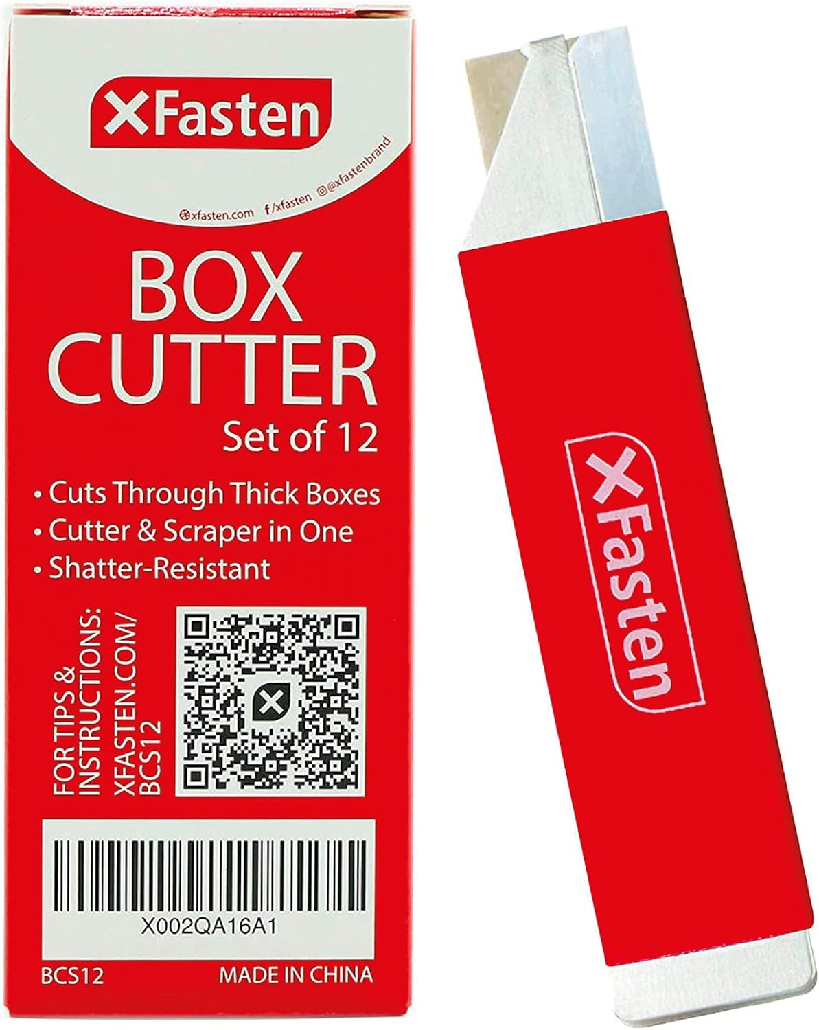 XFasten 12-Pack Retractable Box Cutter with Safety Scraper Bulk ...