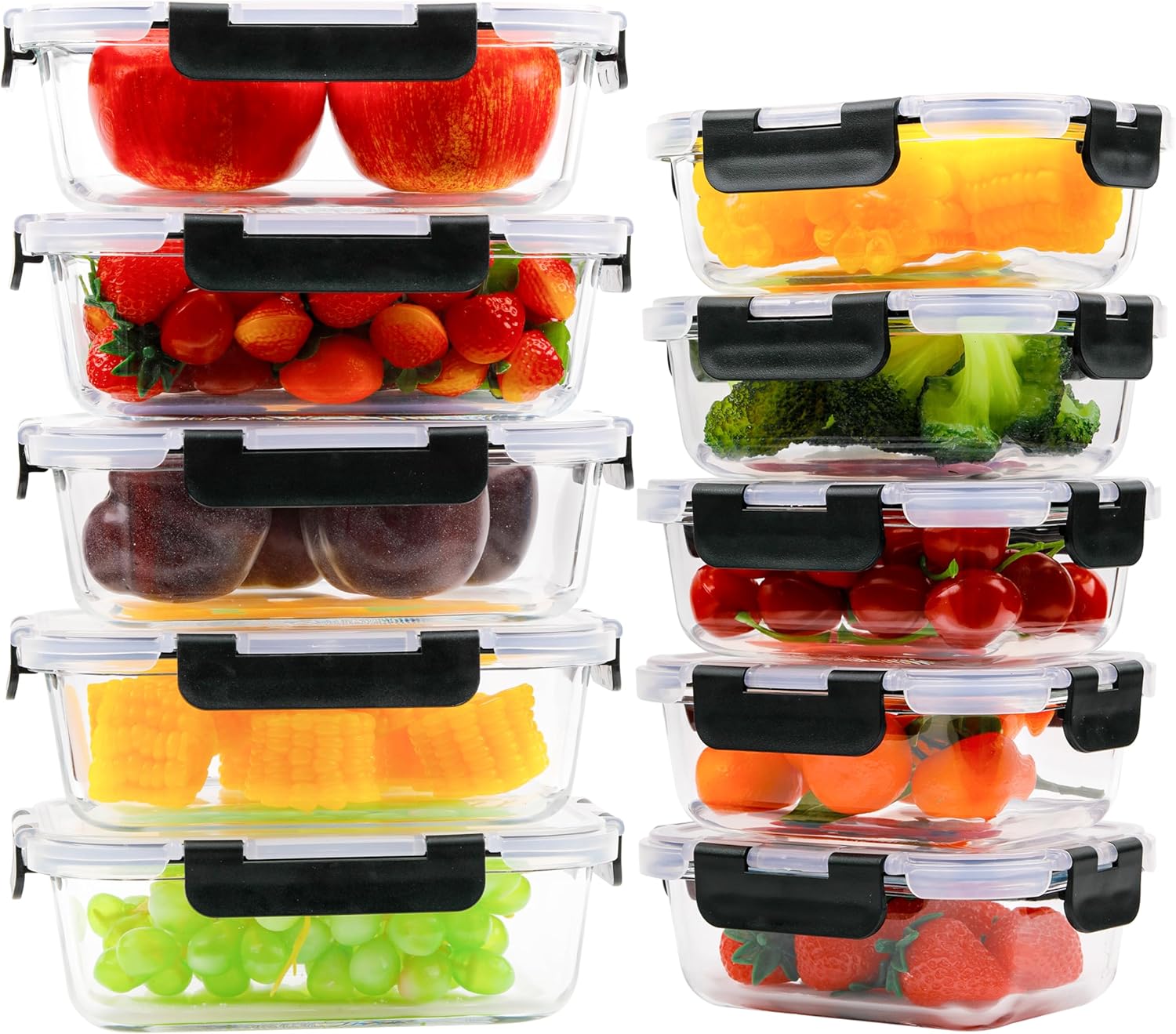 Amazon.com: kakw10 Packs Glass Food Storage Containers,Glass Meal Prep ...