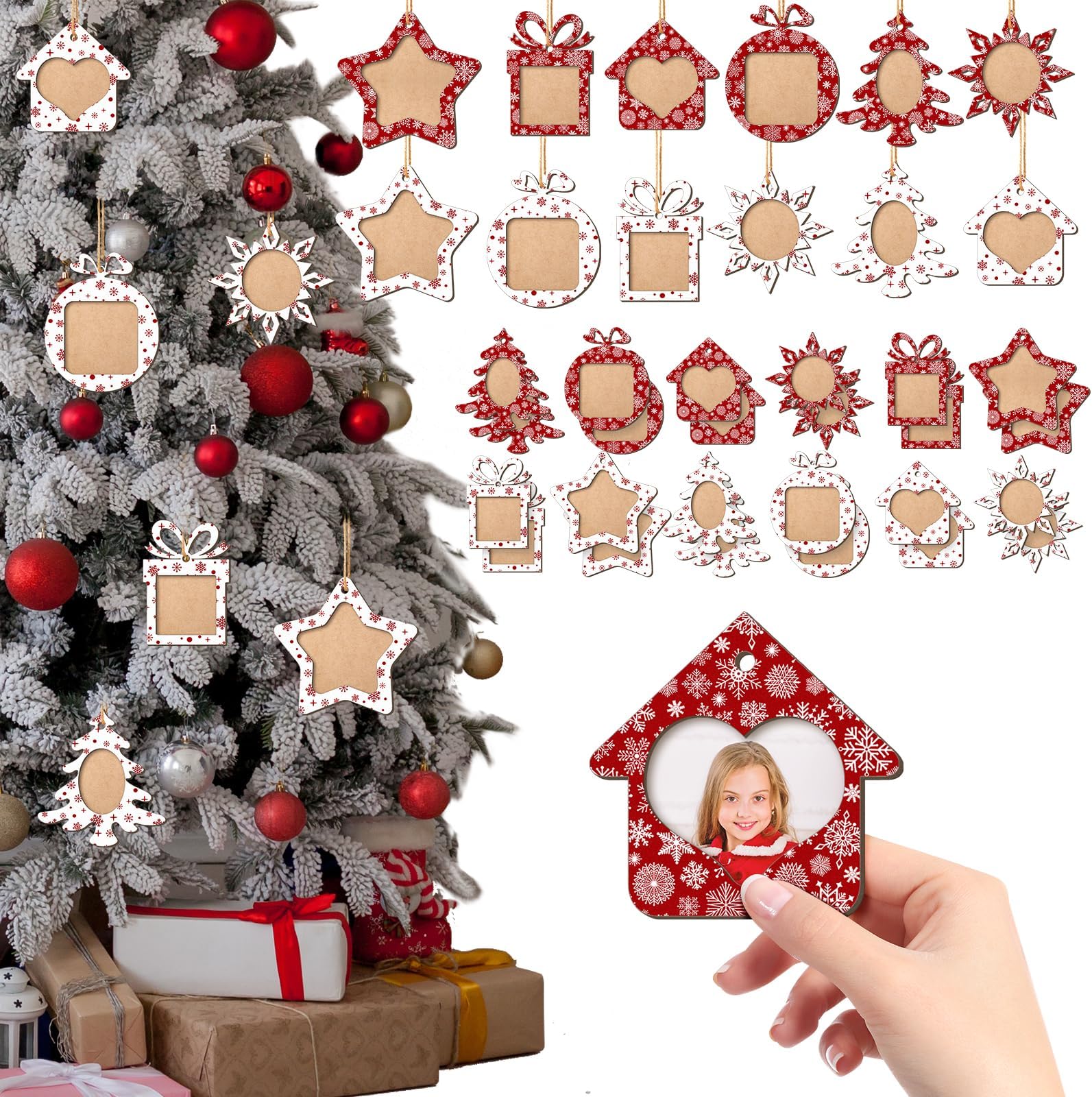 Amazon.com: 4 Pcs Snowflake Picture Frame Christmas Ornament Snowflake ...