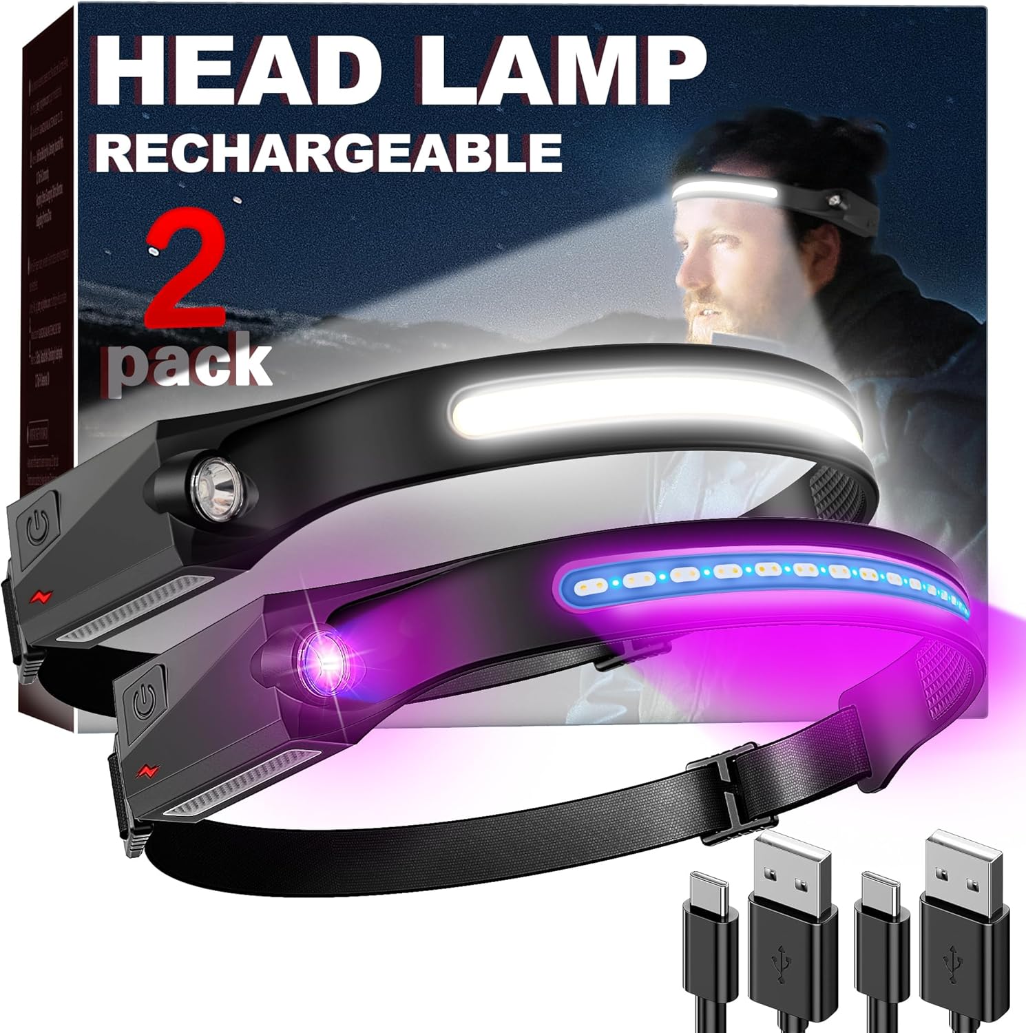 Amazon.com: Fulighture LED UV Black Light Headlamp Rechargeable 【2 Pack ...
