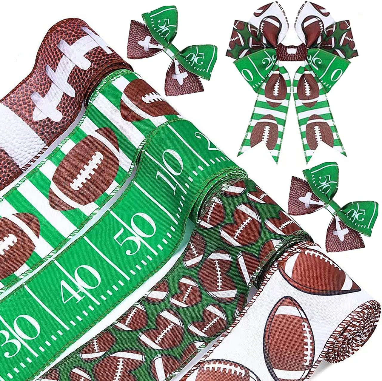 Amazon.com: Football Wired Ribbon 2 Rolls 20 Yards Football Printed ...