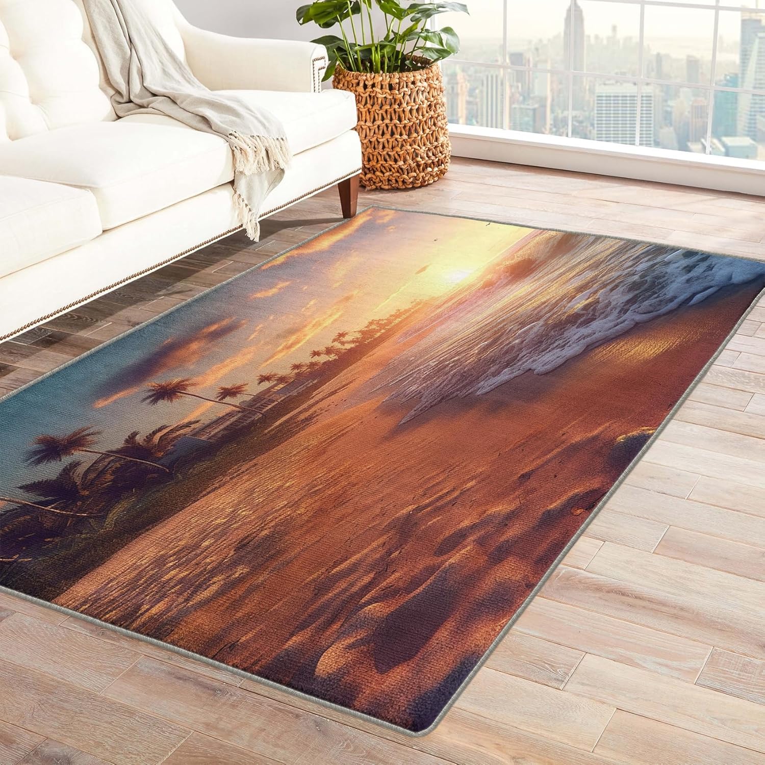 Amazon.com: Sunset Rug & Home Decor - 4x6 Rug, Beach Sea Rugs for ...