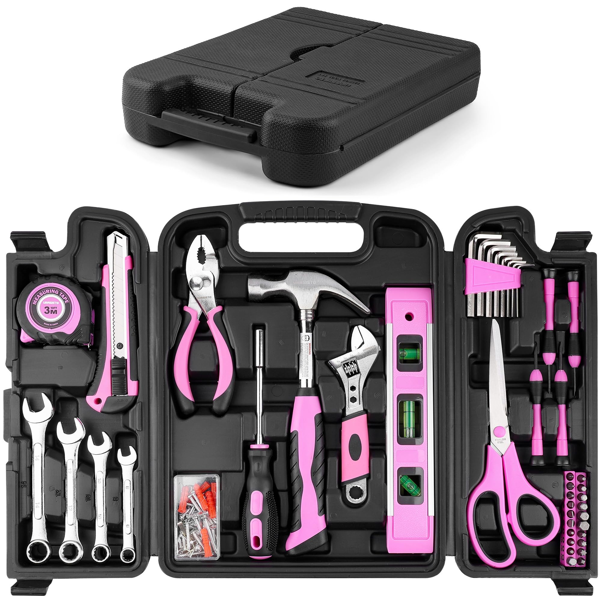 Amazon.com : URASISTO 125 PCS Pink Household Tool Set, Pink Ladies ...