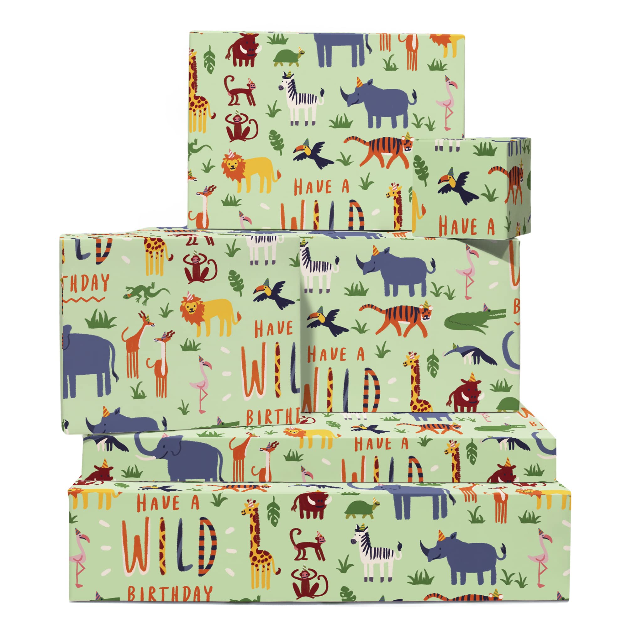 Amazon.com: CENTRAL 23 Jungle Wrapping Paper - 6 Sheets of Gift Wrap ...