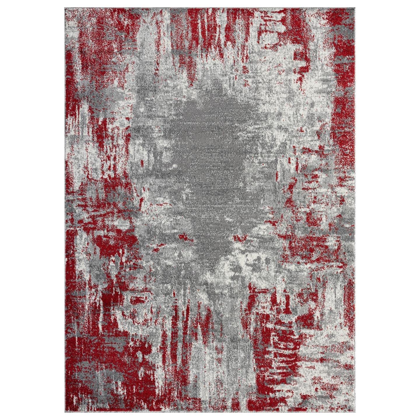 LUXE WEAVERS Euston Collection 7680 Red 2x7 Modern Abstract Area Rug
