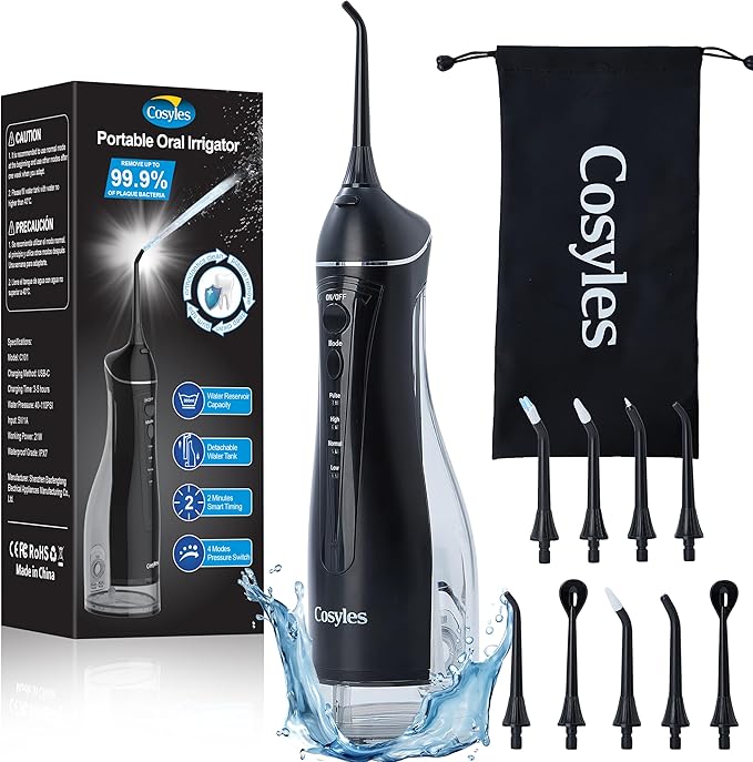 Amazon.com: Cosyles Water Dental Flosser -Teeth Pick -With 9 Nozzels, 4 ...