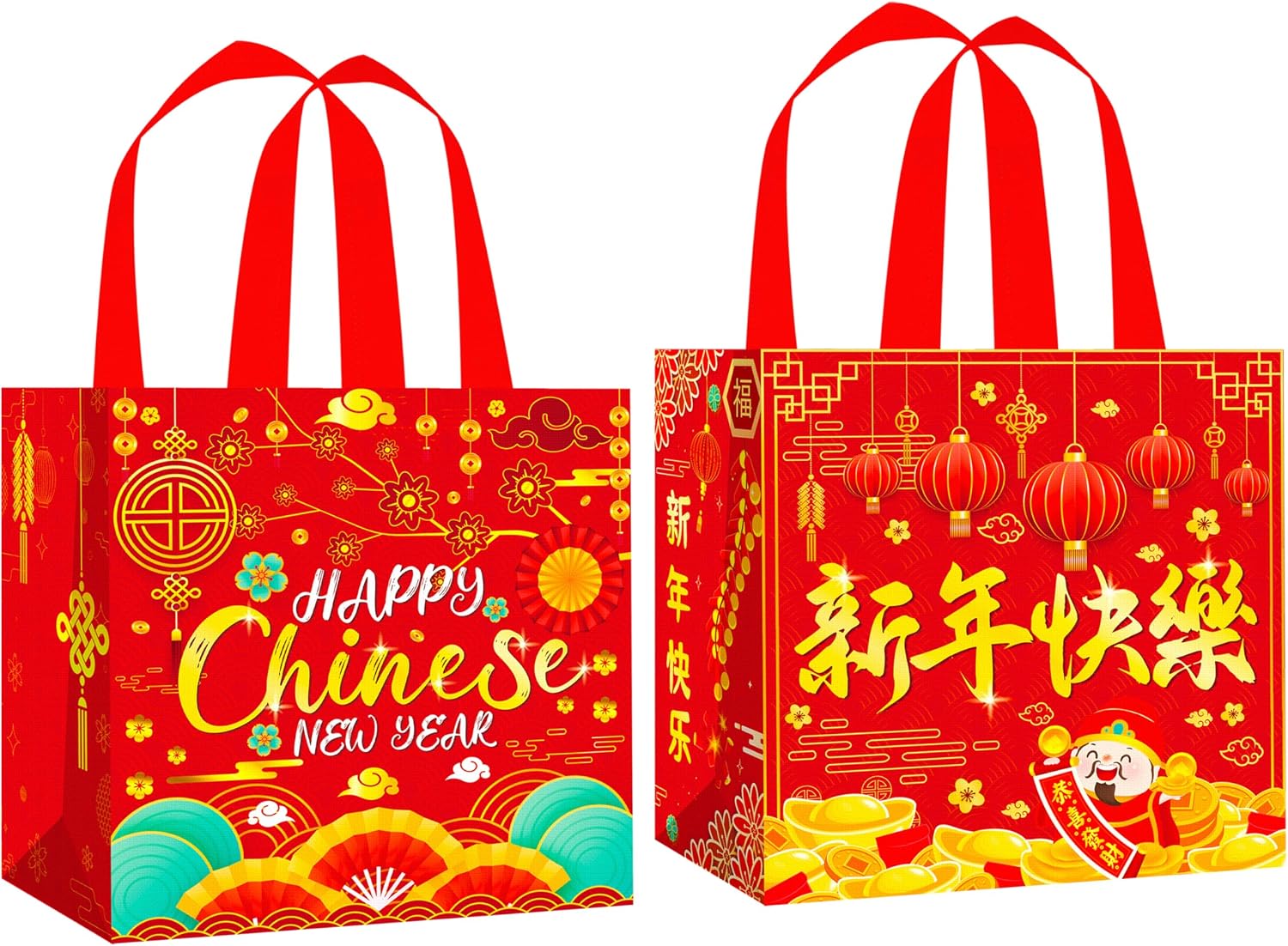 12pcs Chinese New Year Gift Bag with Handle 2026 Spring Festival Goodie ...