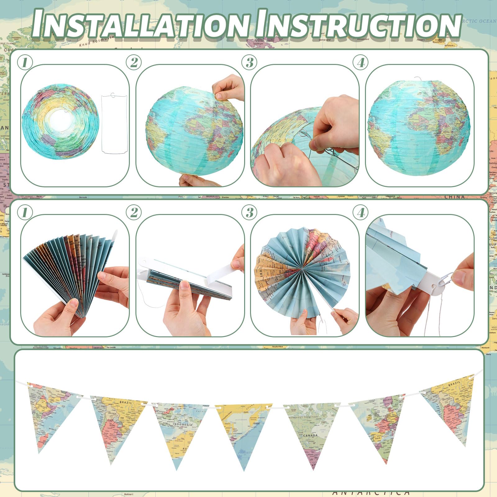 Snapklik.com : 19 Pcs World Map Classroom Decorations Travel Themed ...