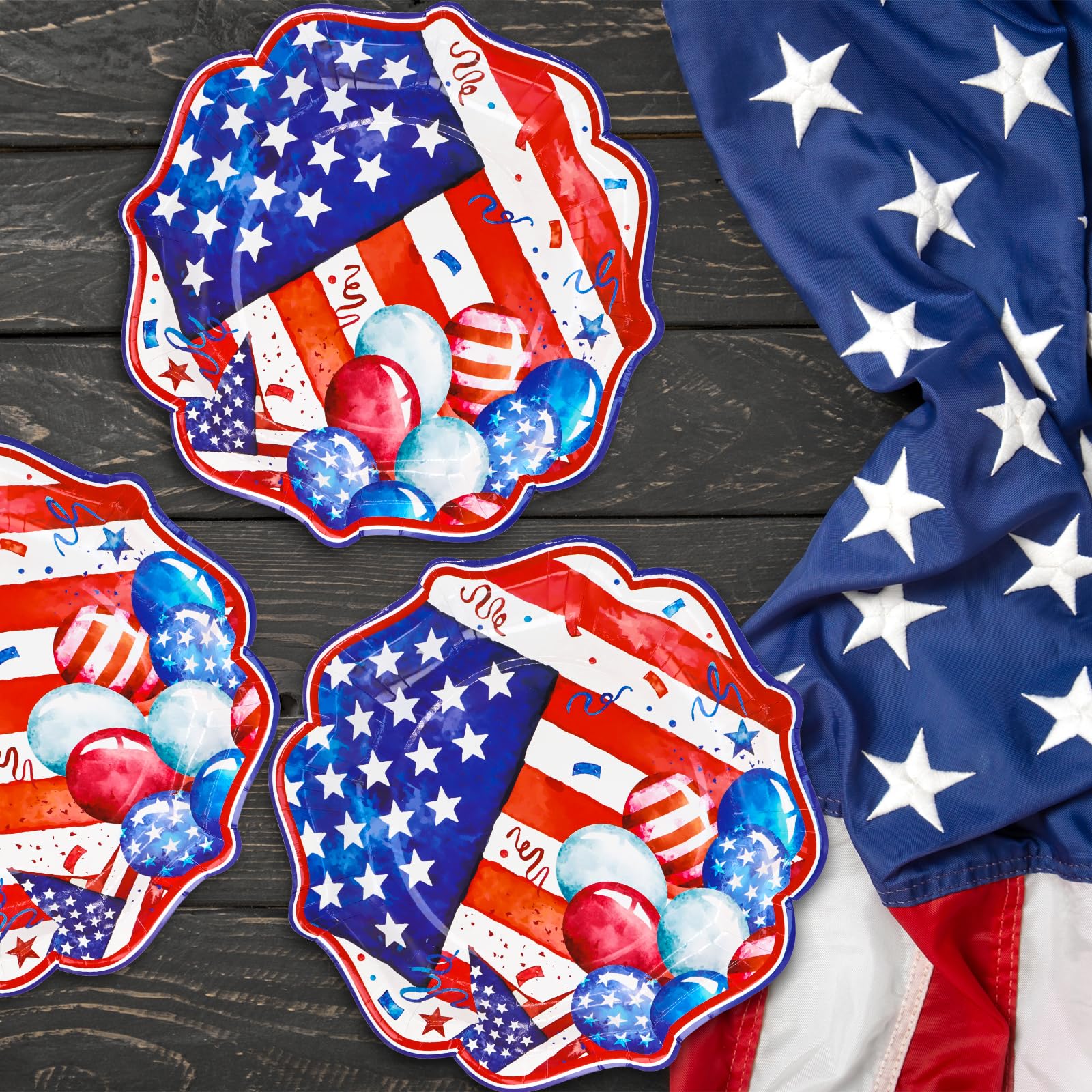 Snapklik.com : Patriotic American Flag Star Plates, 9 Inch Disposable ...