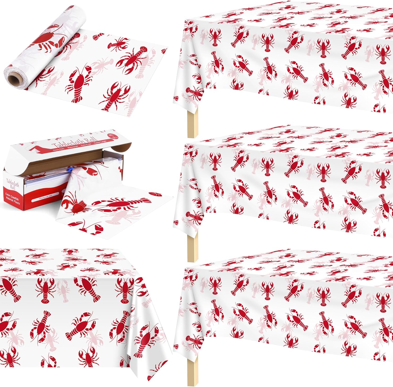 Amazon.com: Kochorie 100 Ft x 54 Inch Crawfish Party Tablecloth Roll ...