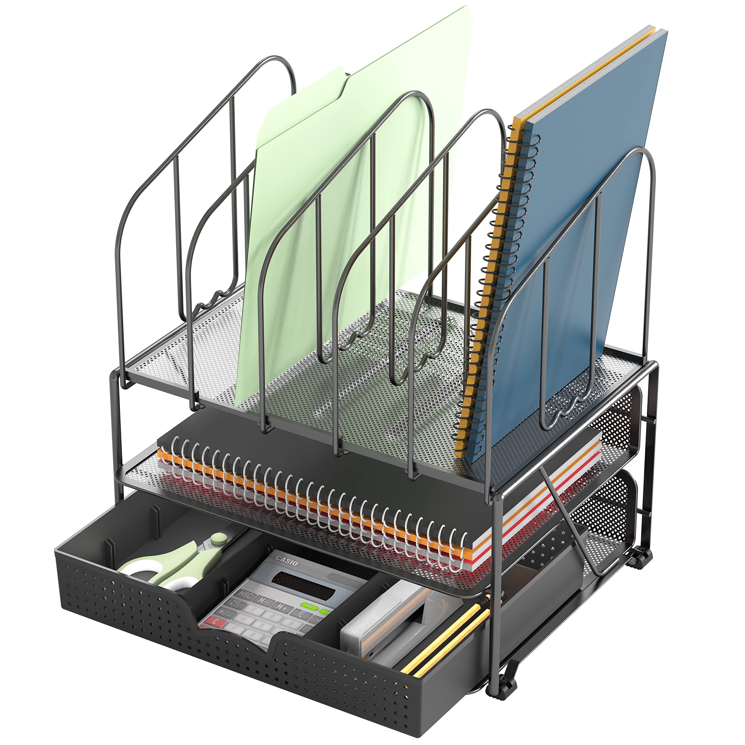 Office Organizer DecoBros Desktop Organizer - Double Tray With 5 File ...
