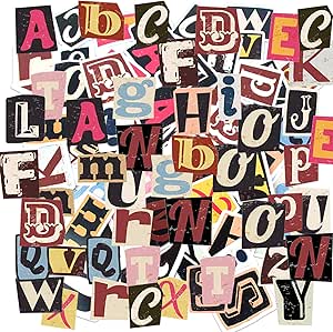 GWAWG 104Pcs Vintage Letter Stickers, Self Adhesive Waterproof Vinyl ...
