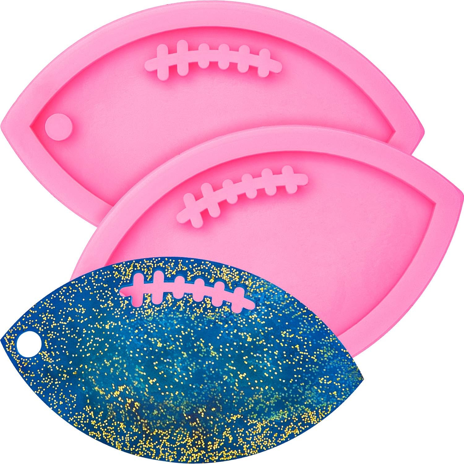 Amazon.com: 2 Pieces Rugby Football Silicone Mold Football Keychain ...