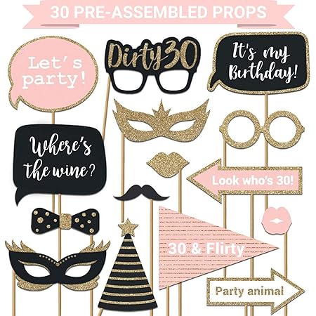 Amazon.com: Chic 30th Birthday - Pink, Black and Gold - Birthday Photo ...