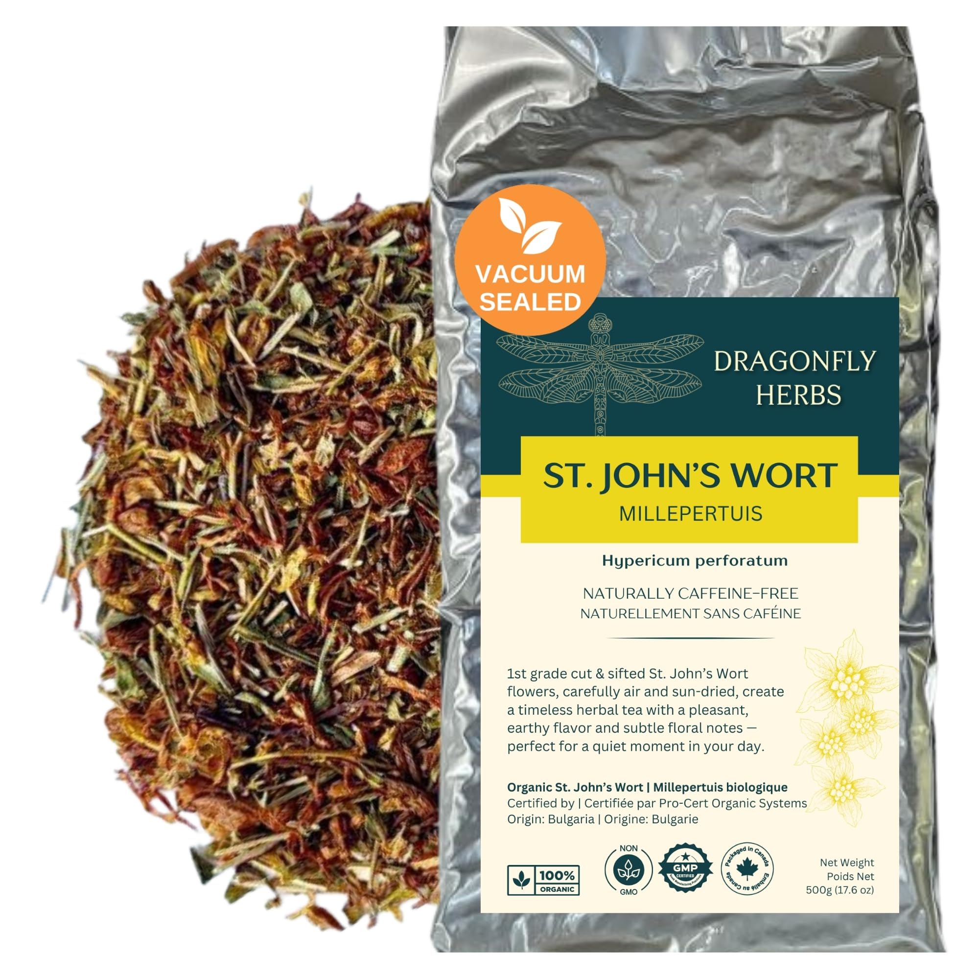 Organic St. John's Wort Tea, 500g Loose Cut Flowers, Premium Saint John ...