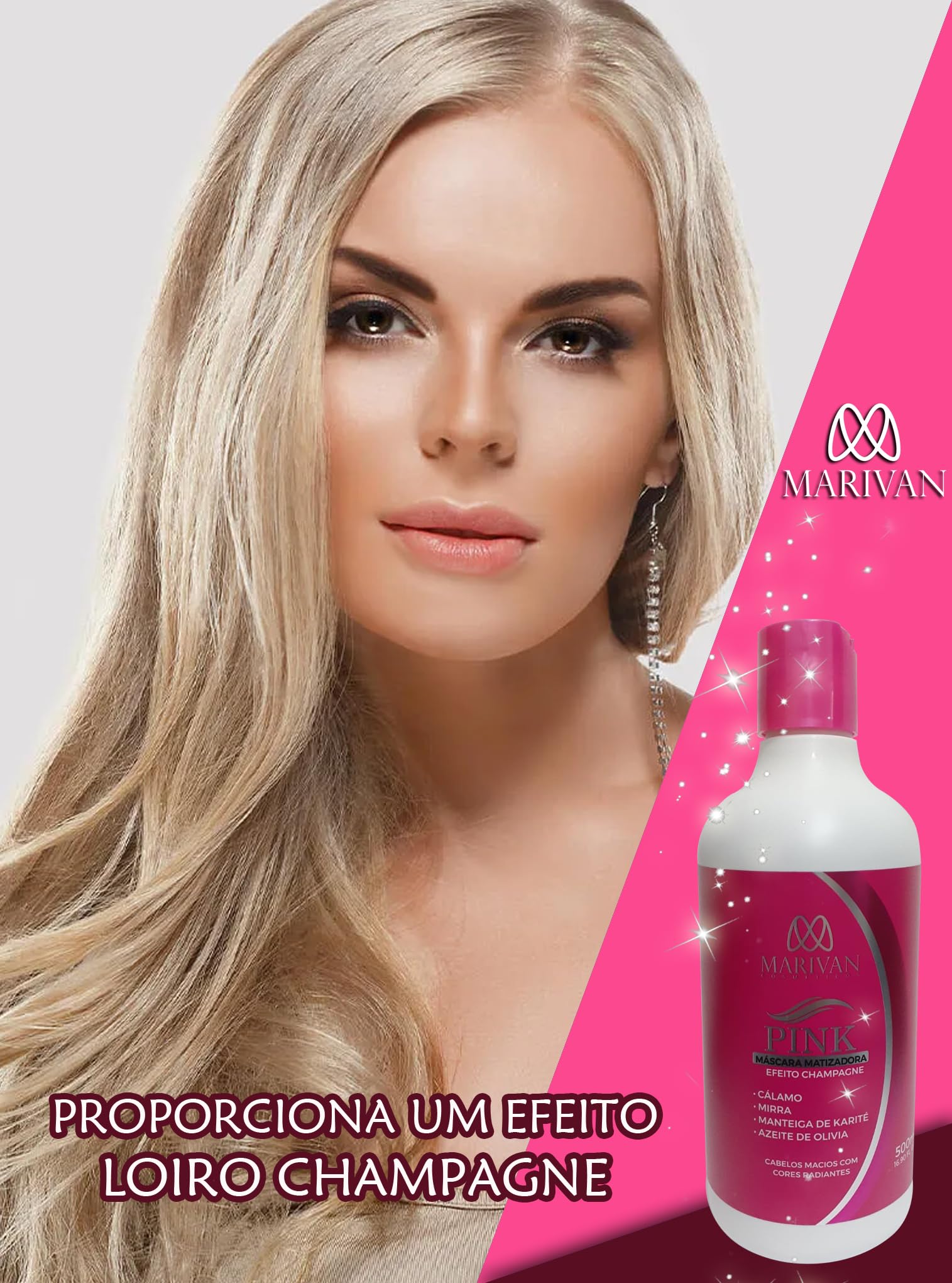 Cor De Cabelo Rosa Champanhe Pó Descolorante 500g + Tróia Blond Pink