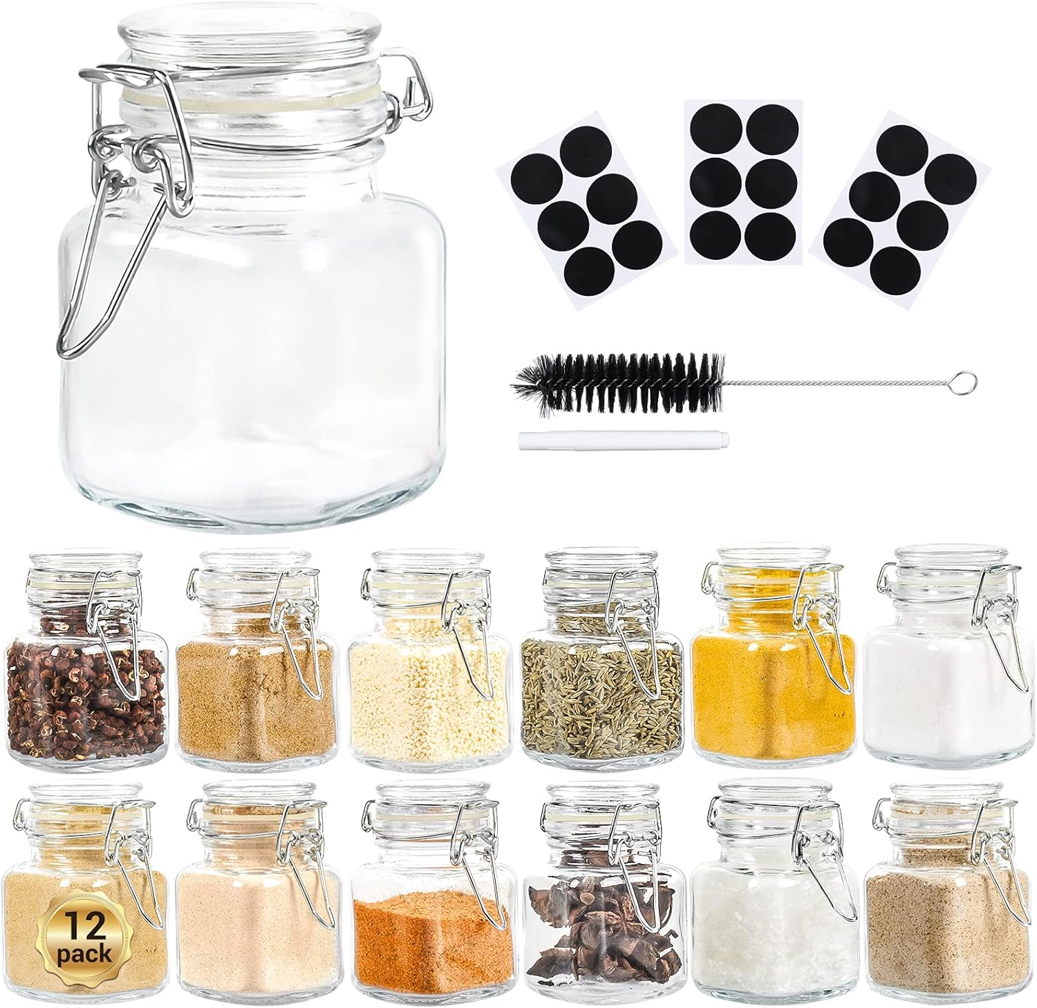 Amazon.com: 3 OZ Small Glass Jars with Lids, 12 PACK Glass Spice Jars ...