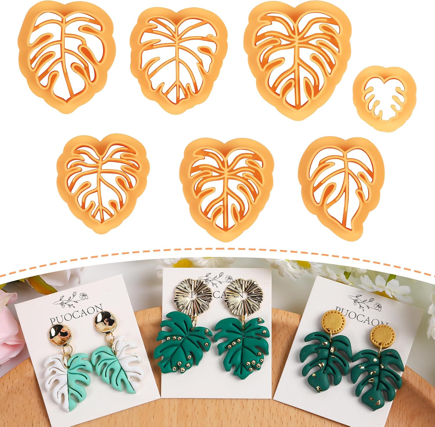 Puocaon Monstera Leaves Clay Cutters - 8 Pcs Clay Cutters for Polymer ...