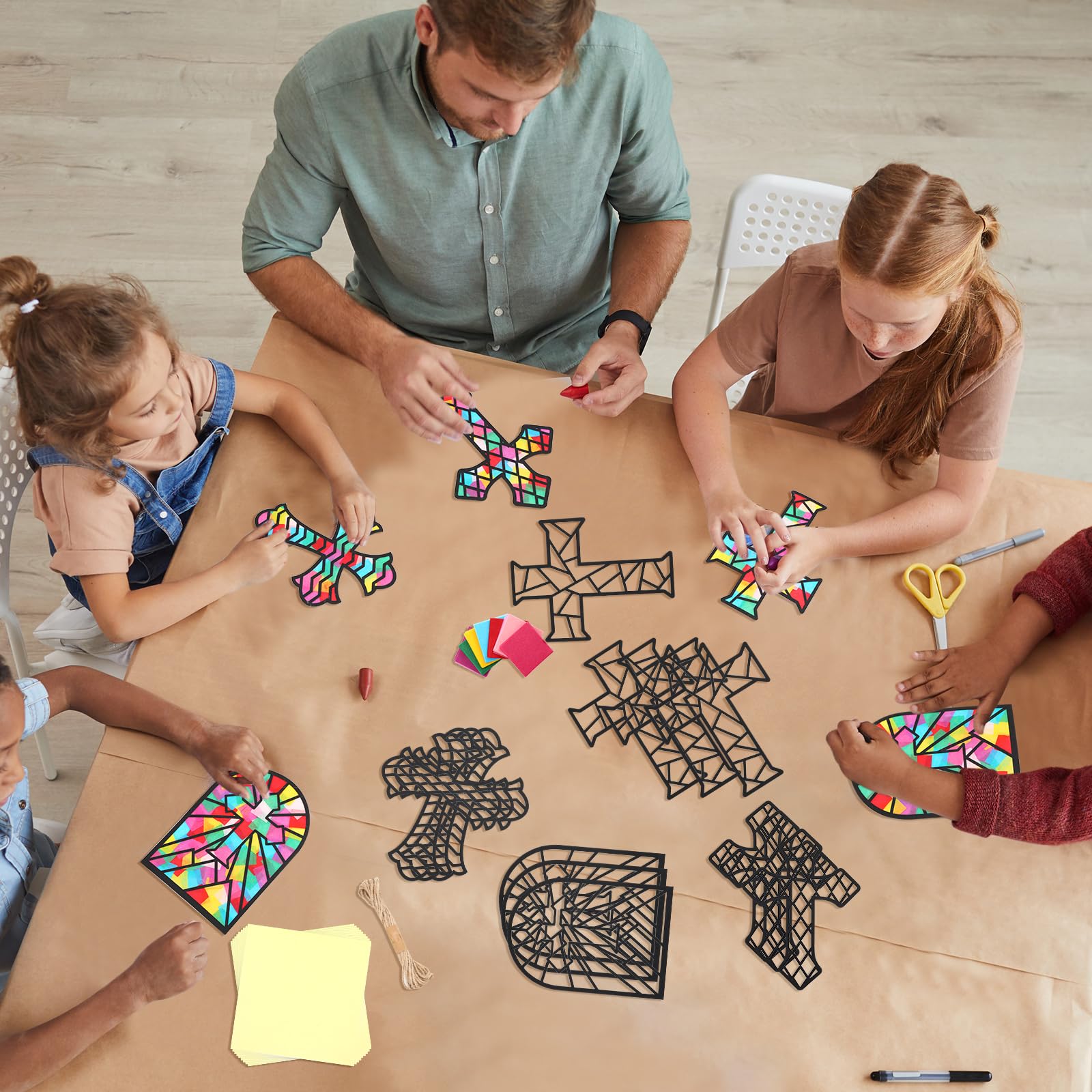 Snapklik.com : 24 Pack Cross DIY Suncatcher Paper Crafts Easter Crafts ...