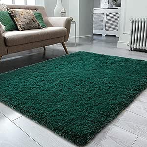 Amazon.com: Ompaa Dark Green Rug 3x5 Fluffy Emerald Area Rugs for ...