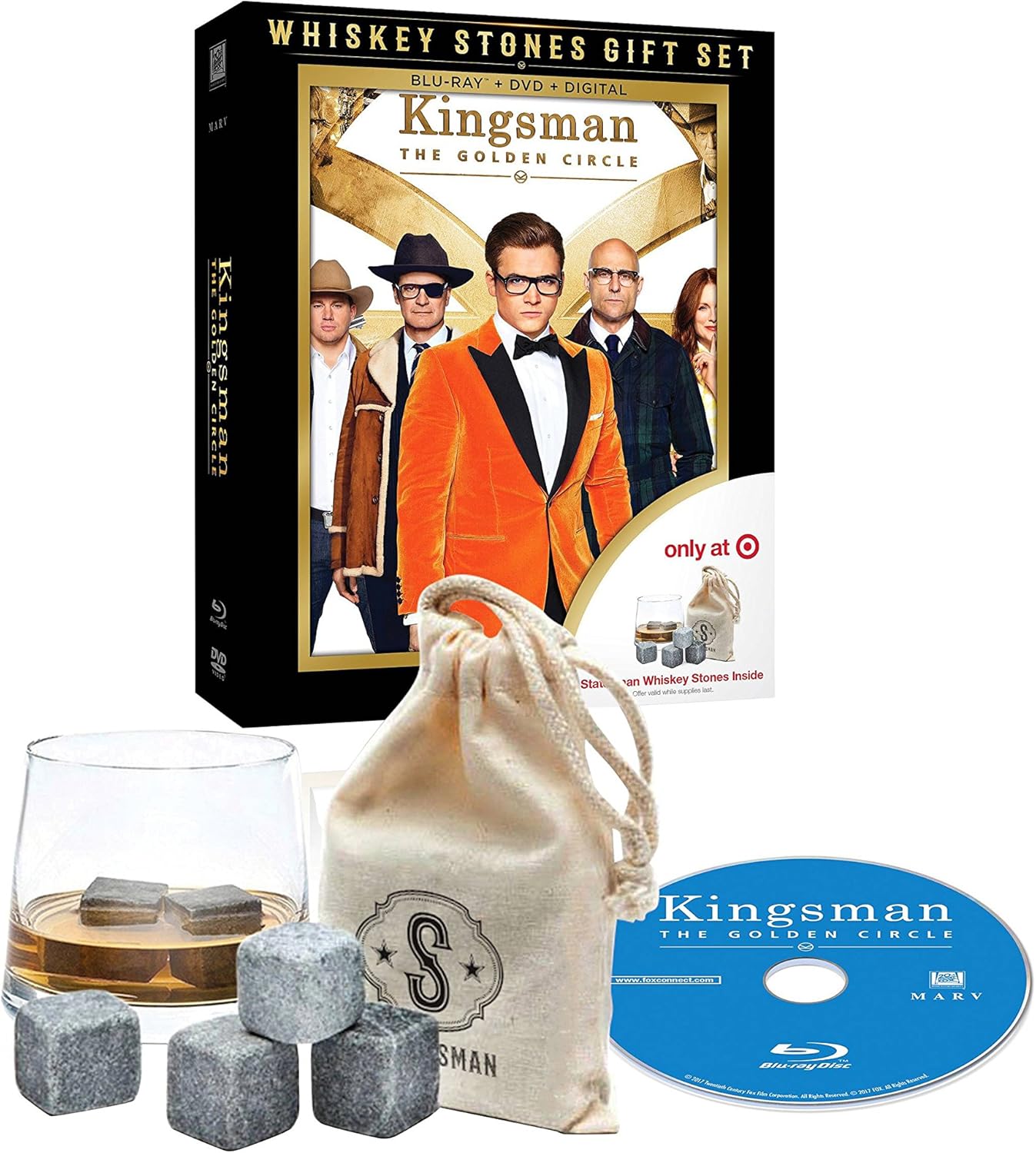 KINGSMAN THE GOLDEN CIRCLE Blu-ray/DVD/Digital Whiskey Stones Gift Set ...