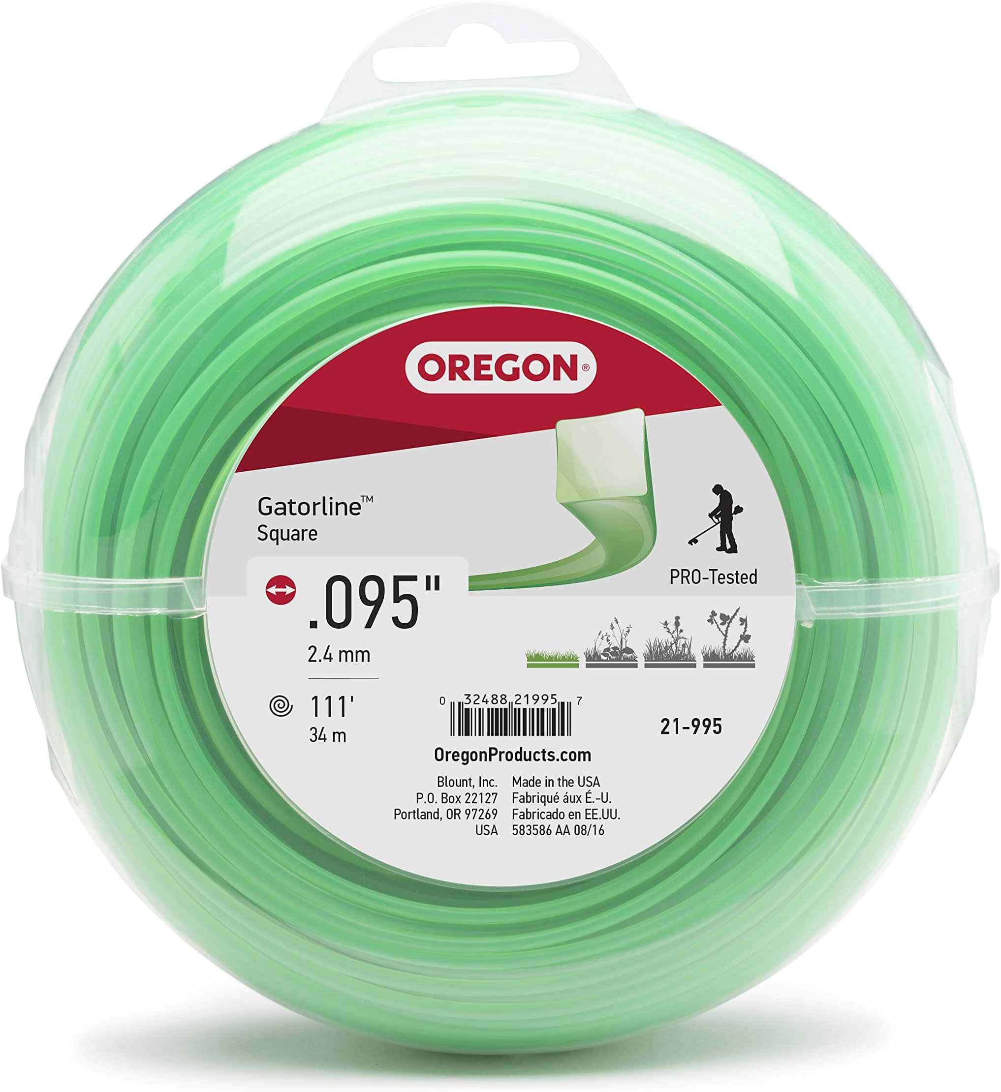 Amazon.com : Oregon 69-414 Trimmer Line .095" x 246' Square, 1lb Donut ...
