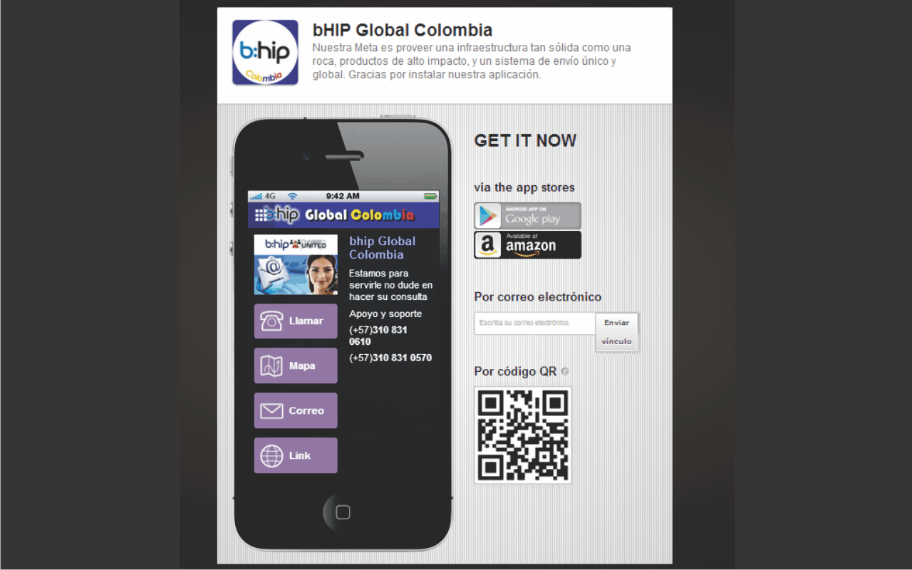 Aplicación bHIP Global Colombia en Amazon Appstore