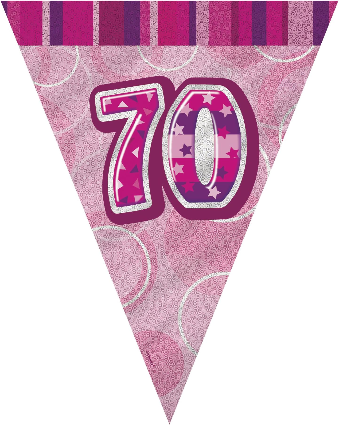 Unique Party 92087 - 9ft Foil Glitz Blue 70th Birthday Bunting Flags ...