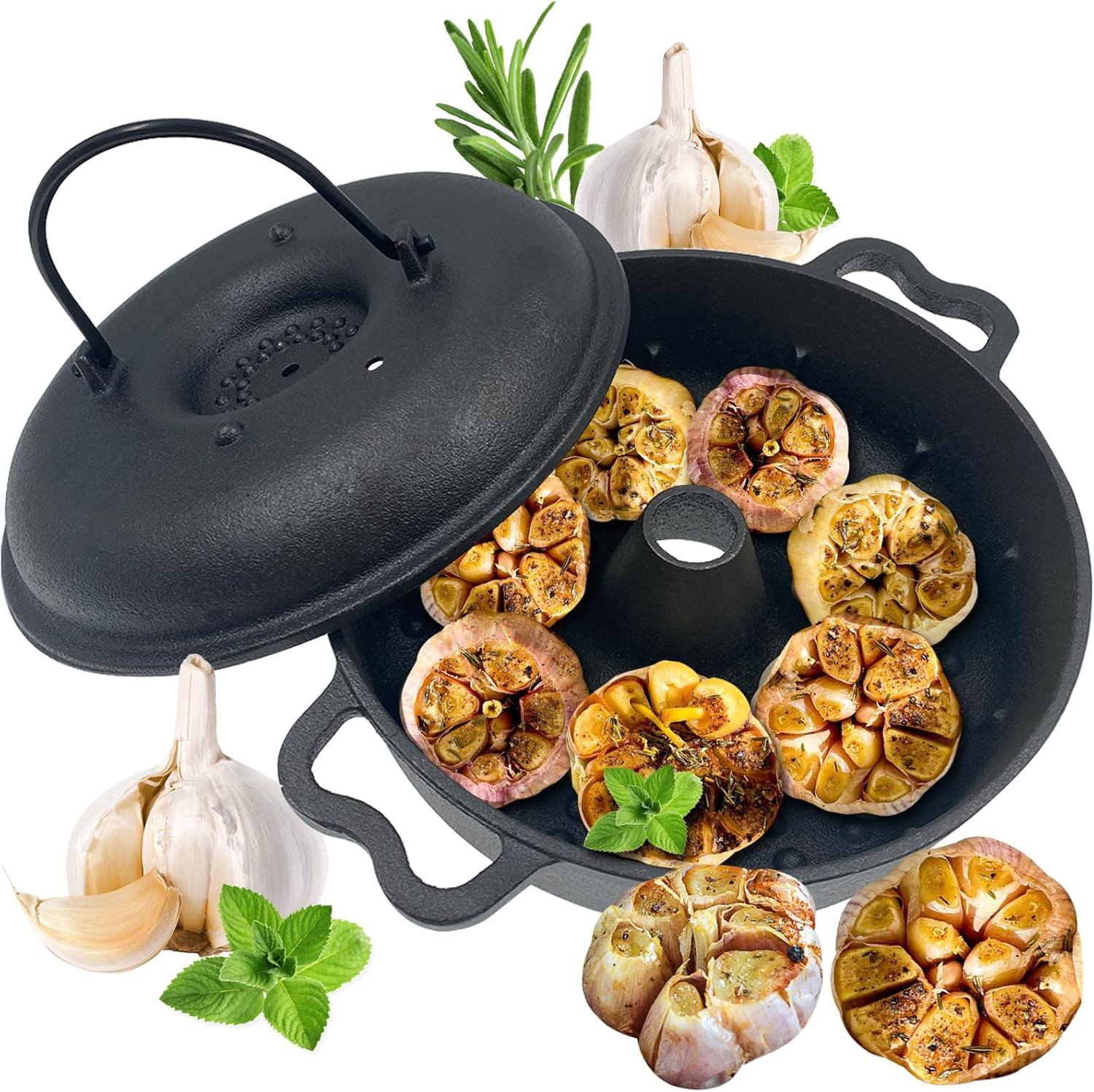 Amazon.com: BOLVOUD Large Garlic Roaster, Cast Iron Garlic Roaster for ...
