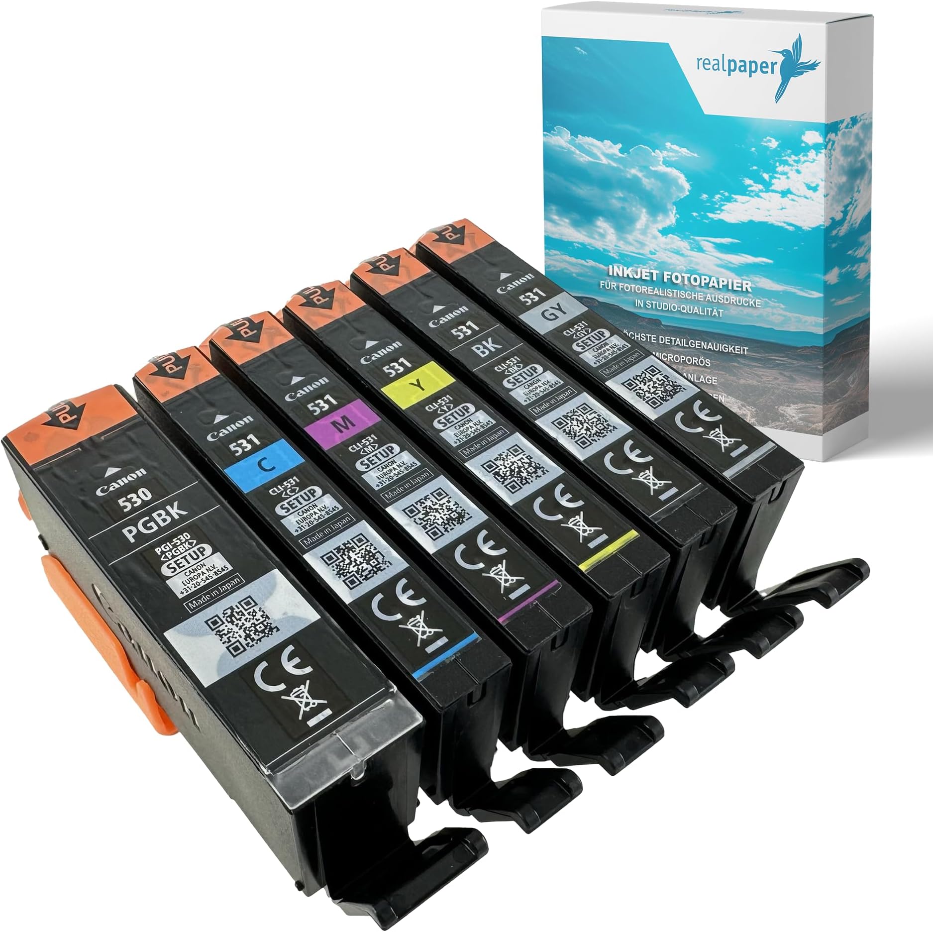 Canon PGI-530 / CLI-531 Genuine Ink Cartridges, Pack of 6 (2 x Black ...