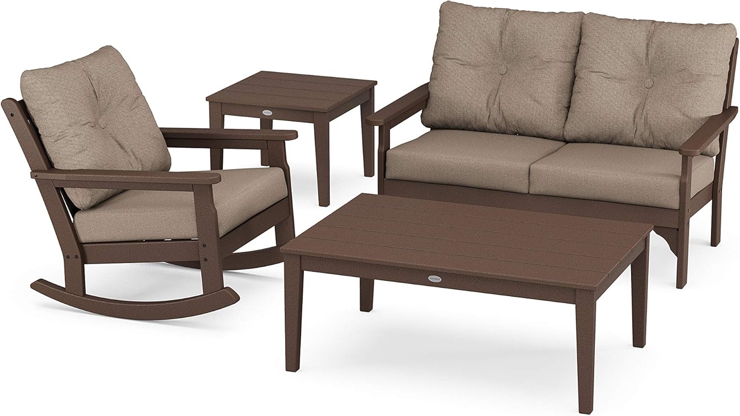 Amazon.com: POLYWOOD® Vineyard Deep Seating Set, Mahogany/Spiced Burlap ...