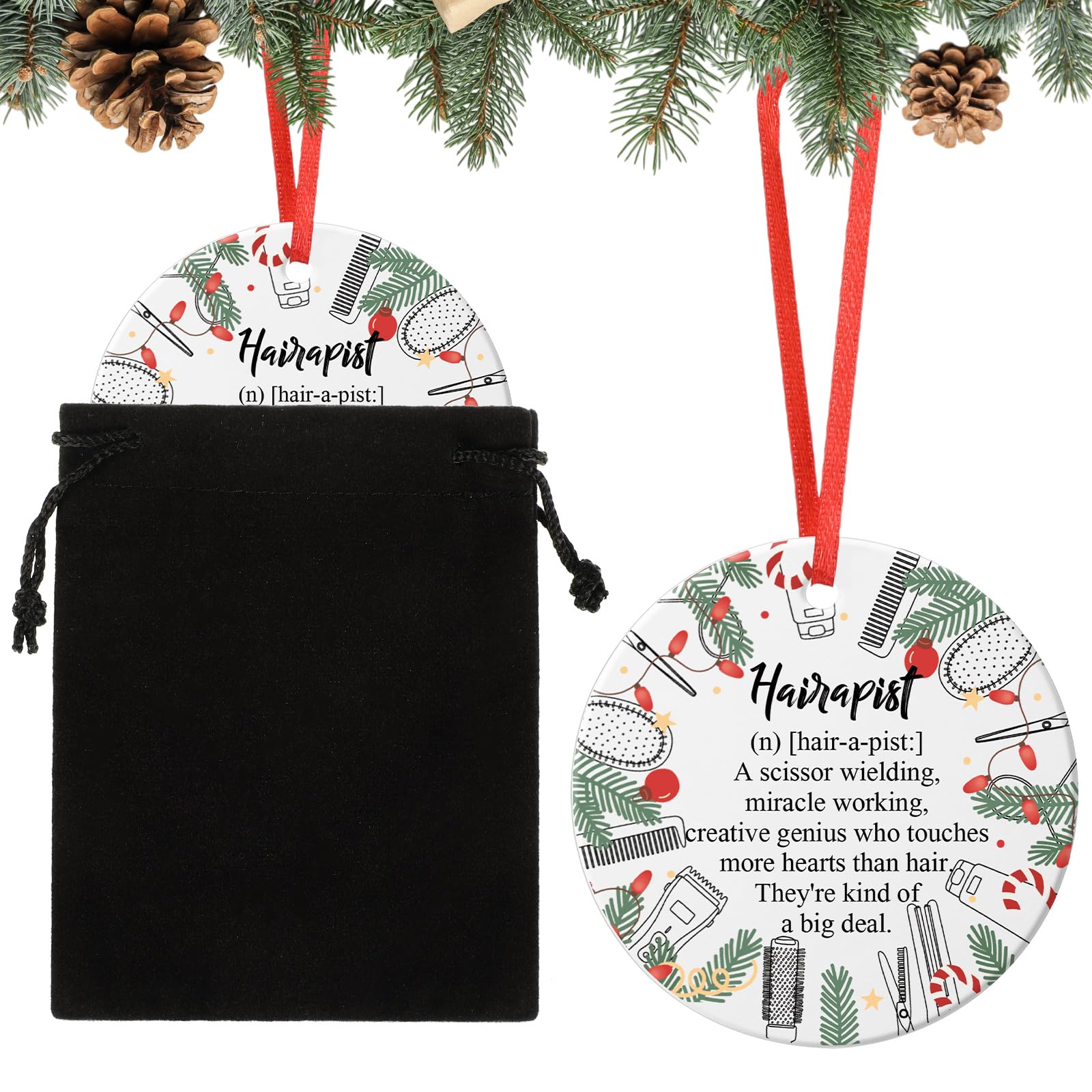 Amazon.com: Sieral 1 Pcs Hairdresser Christmas Ornaments Hairapist ...