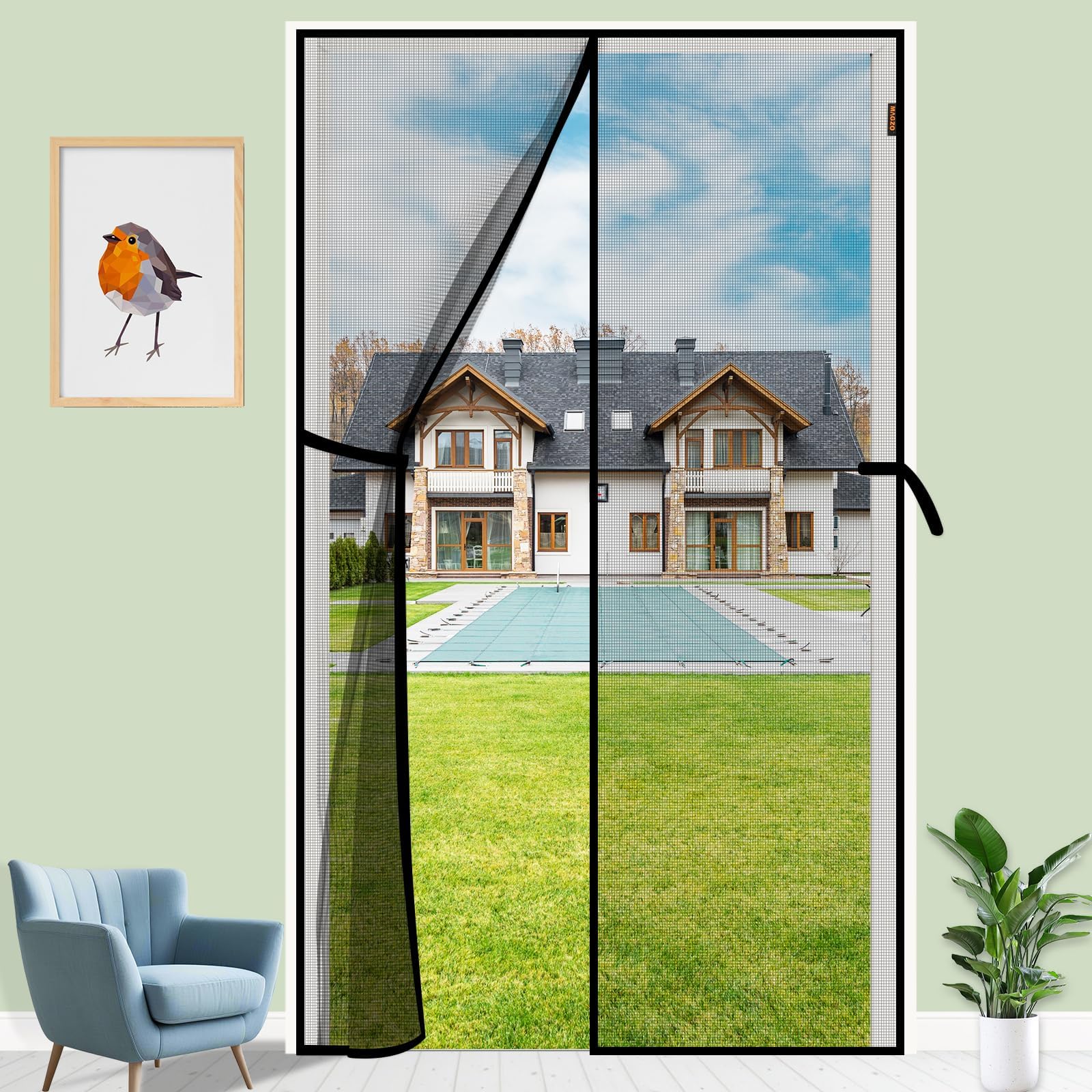 Upgraded Magnetic Screen Door Thicker 250g/m² Reinforced Mesh,36 Longer ...