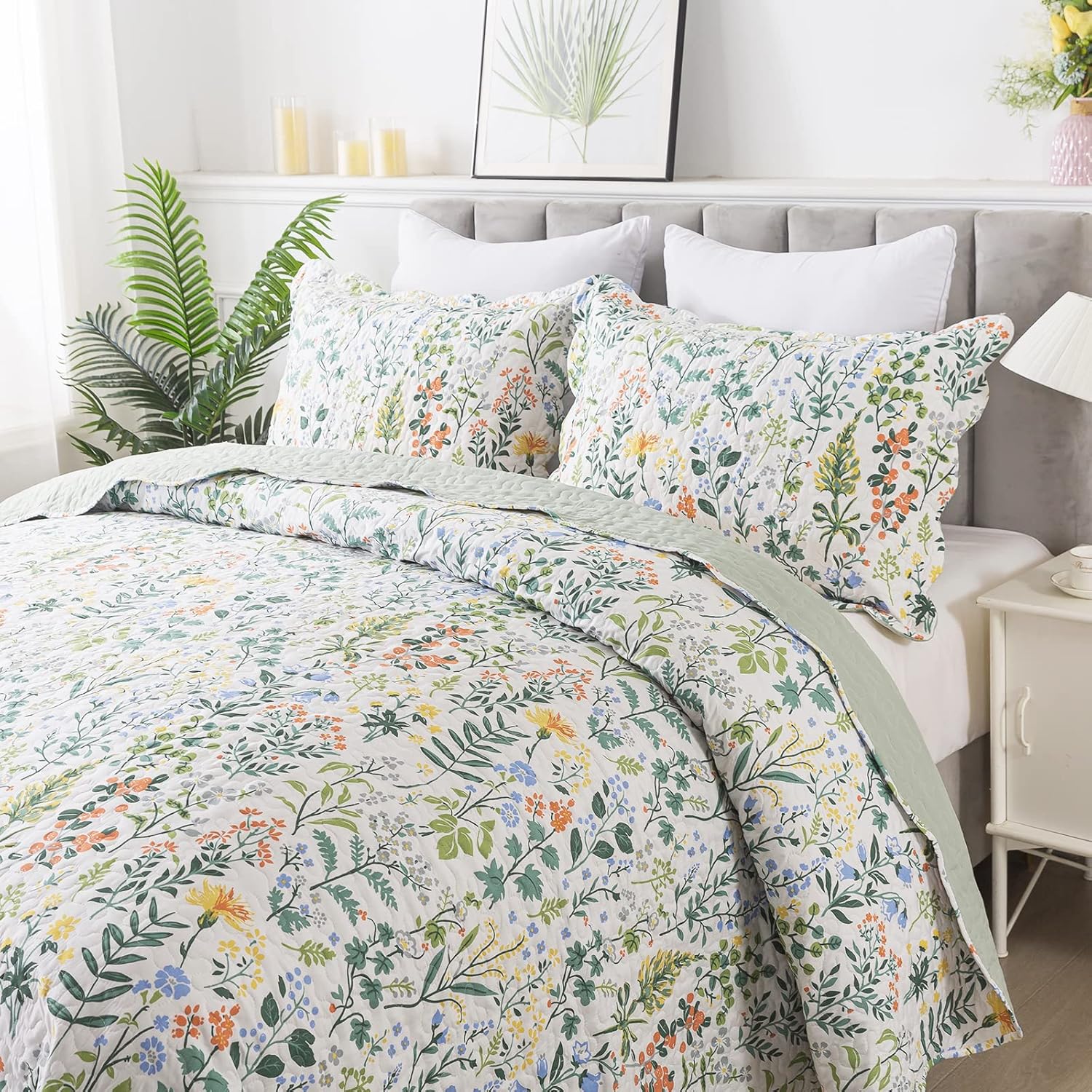 Amazon.com: Travan 3-Piece Quilt Set Quilted Bedspread Lightweight ...