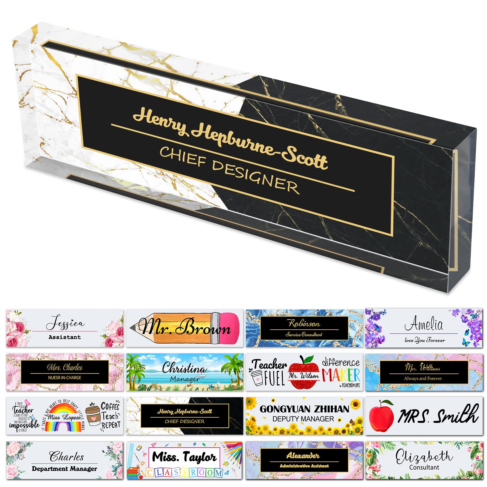 Amazon.com: Desk Name Plates for Office Personalized Custom Acrylic ...