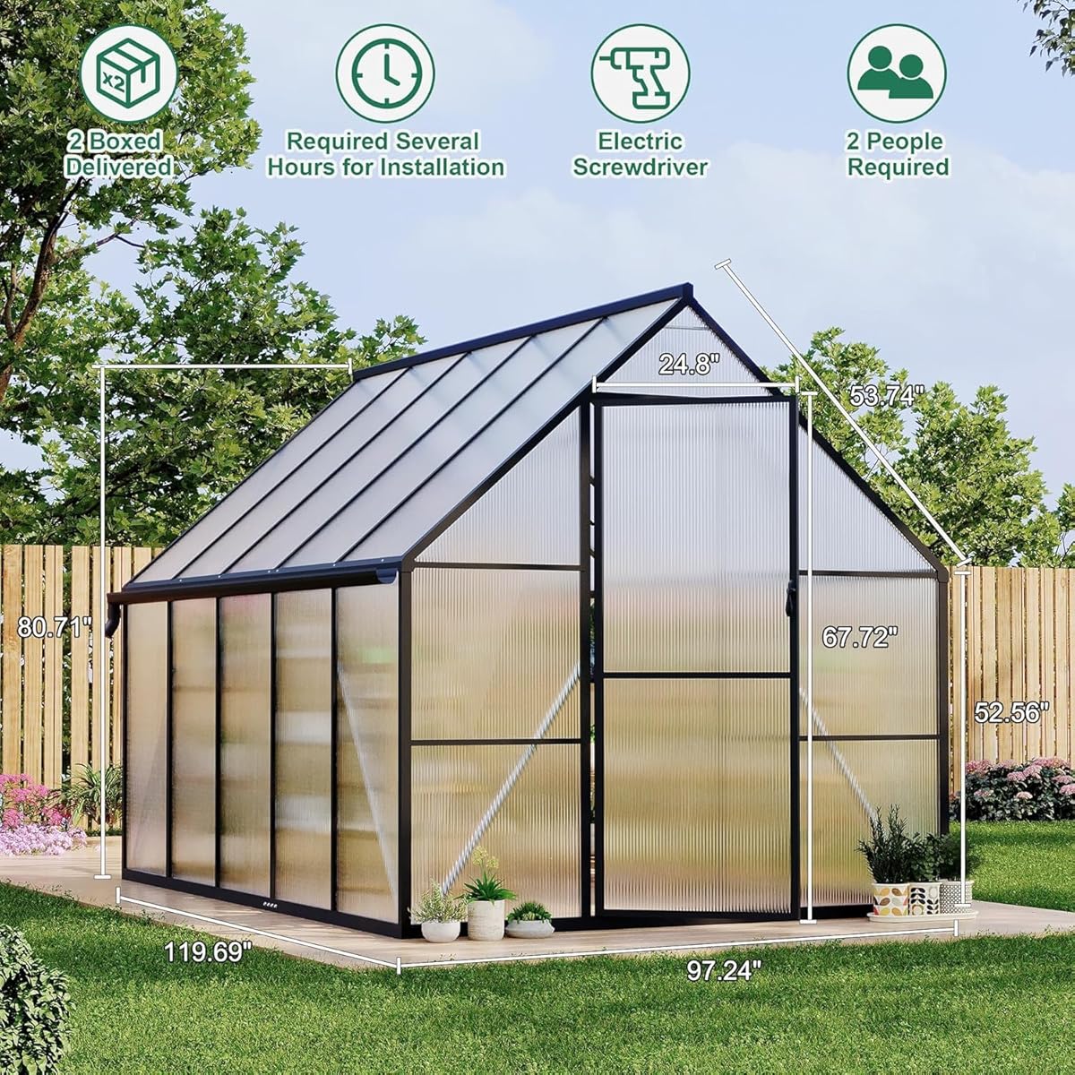 $15/mo - Finance Greenhouse 8x10 FT Aluminum-Framed Heavy Duty ...