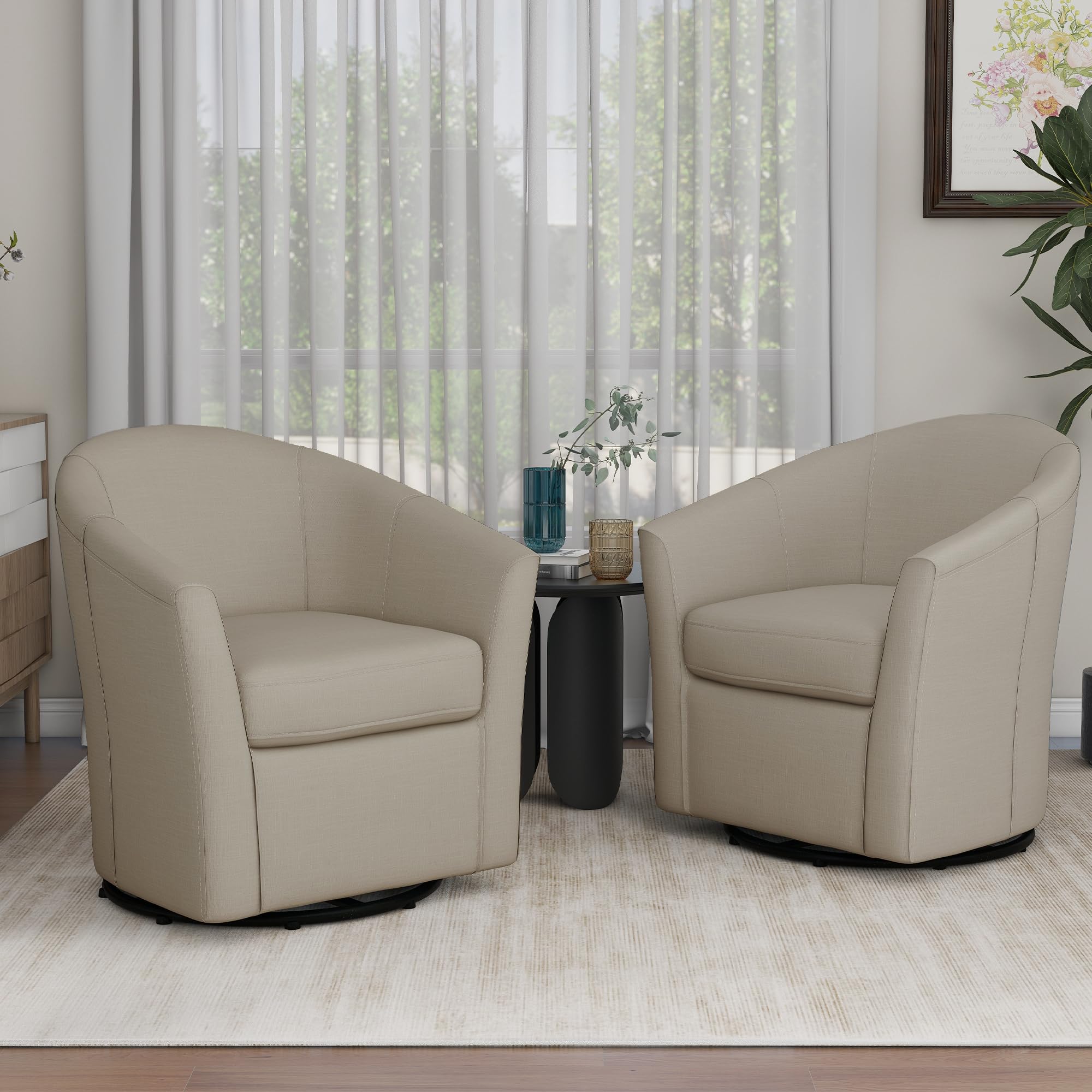 Amazon.com: UIXE 360° Swivel Barrel Accent Chairs Set of 2, Modern ...