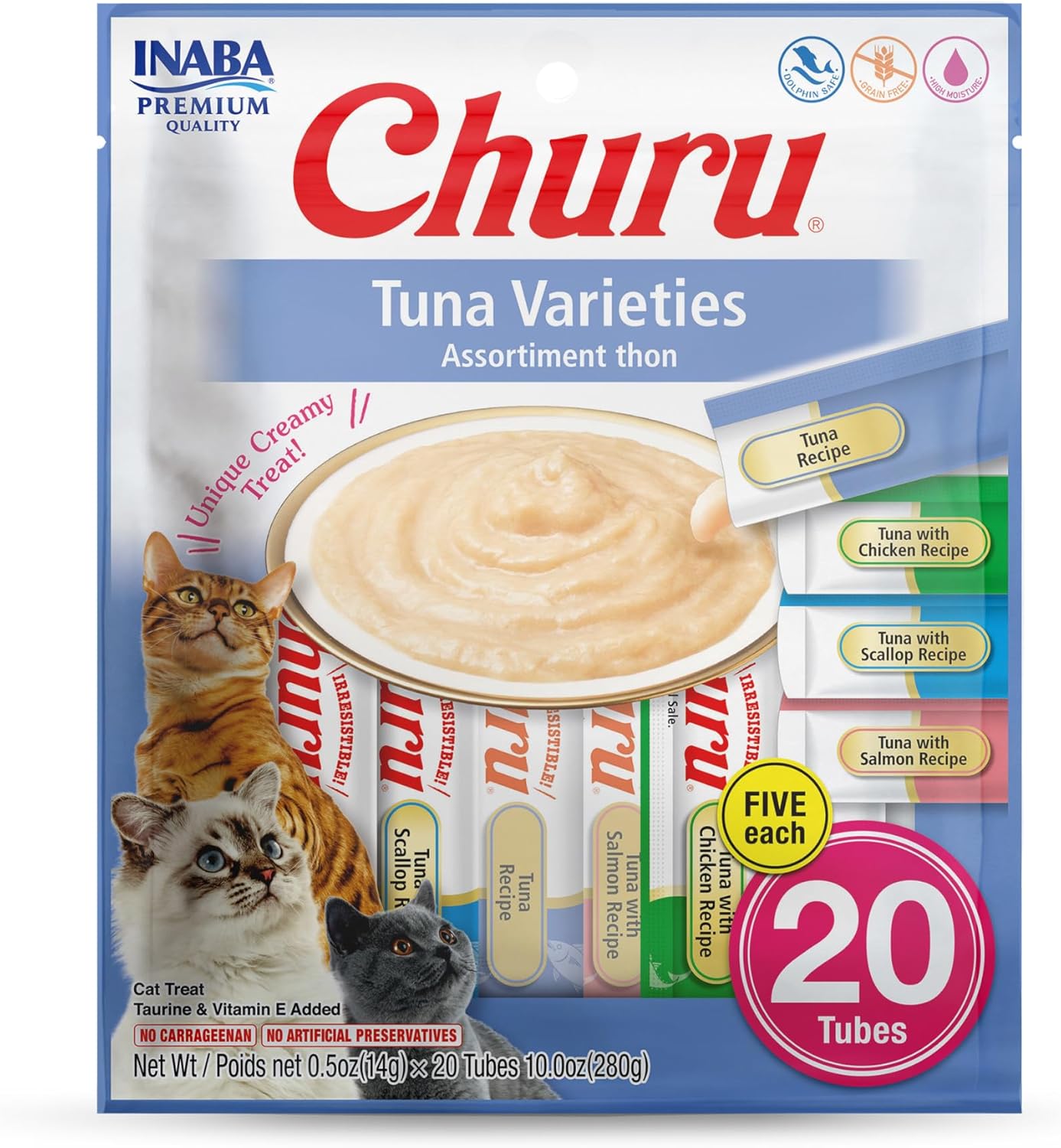 Amazon.com: INABA Churu Cat Treats, Lickable, Squeezable Creamy Purée Cat Treat with Green Tea ...