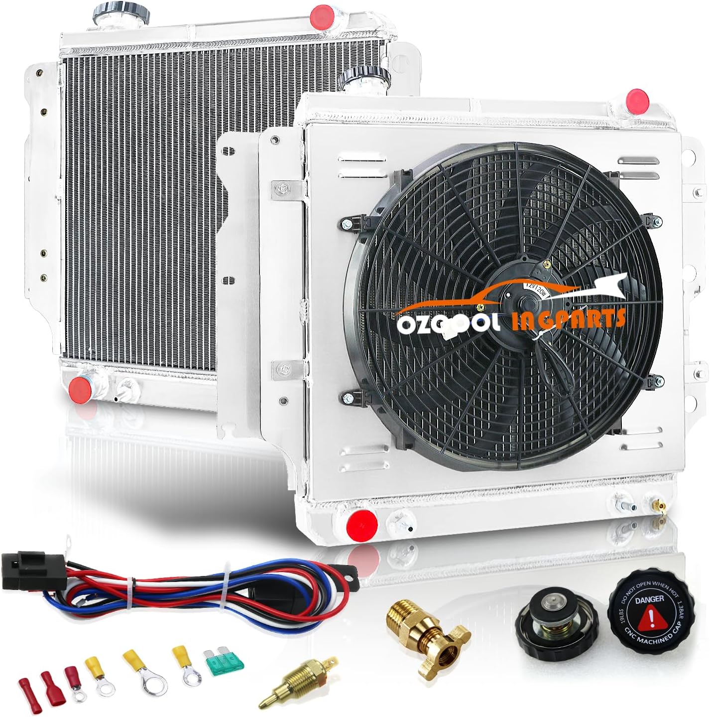 Amazon.com: OzCoolingParts 3 Row Core All Aluminum CAC2101 Radiator + 16" Fan w/Shroud + Relay ...