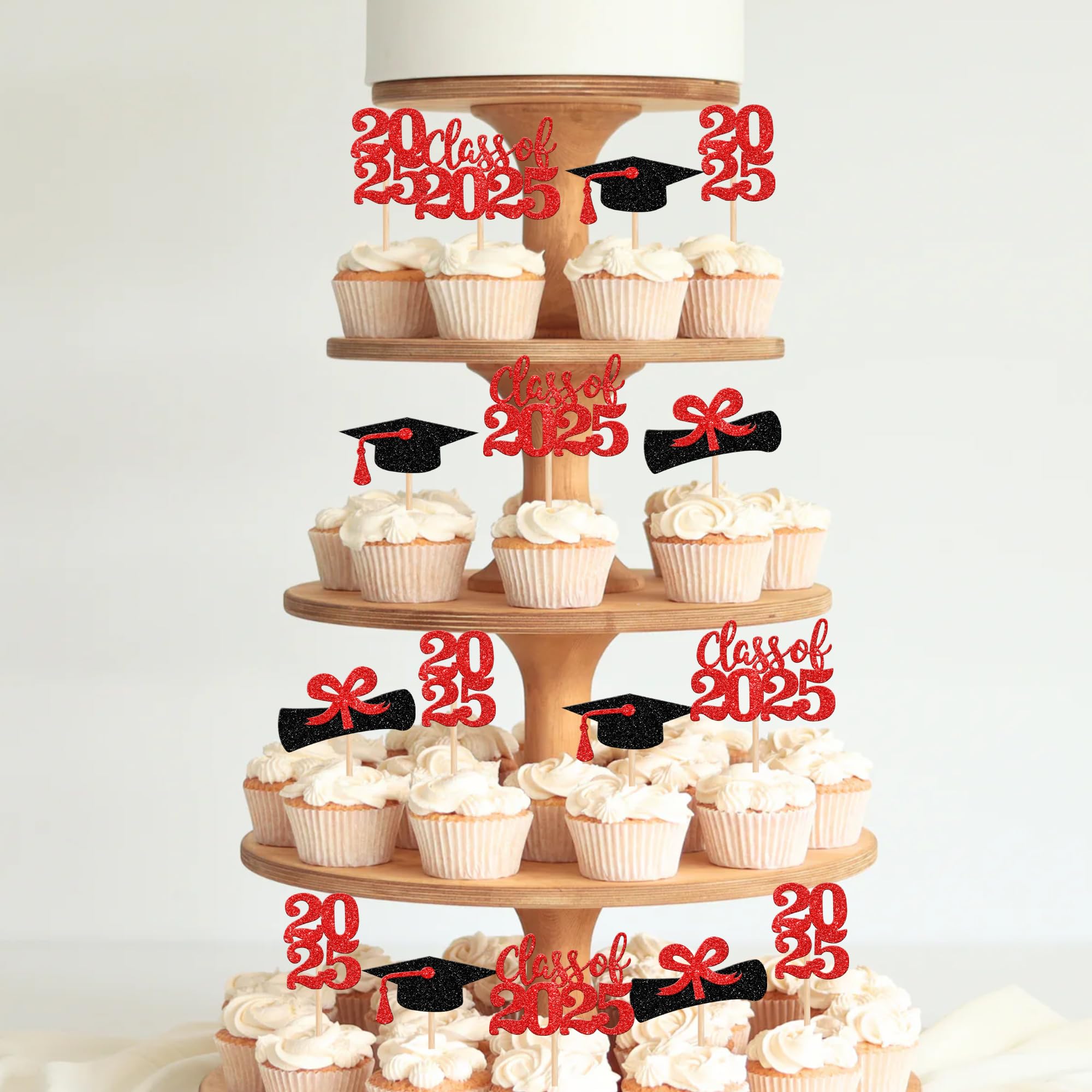 2025 Graduation Cupcake Toppers 36 PCS Class Of - Blue Silver Glitter ...