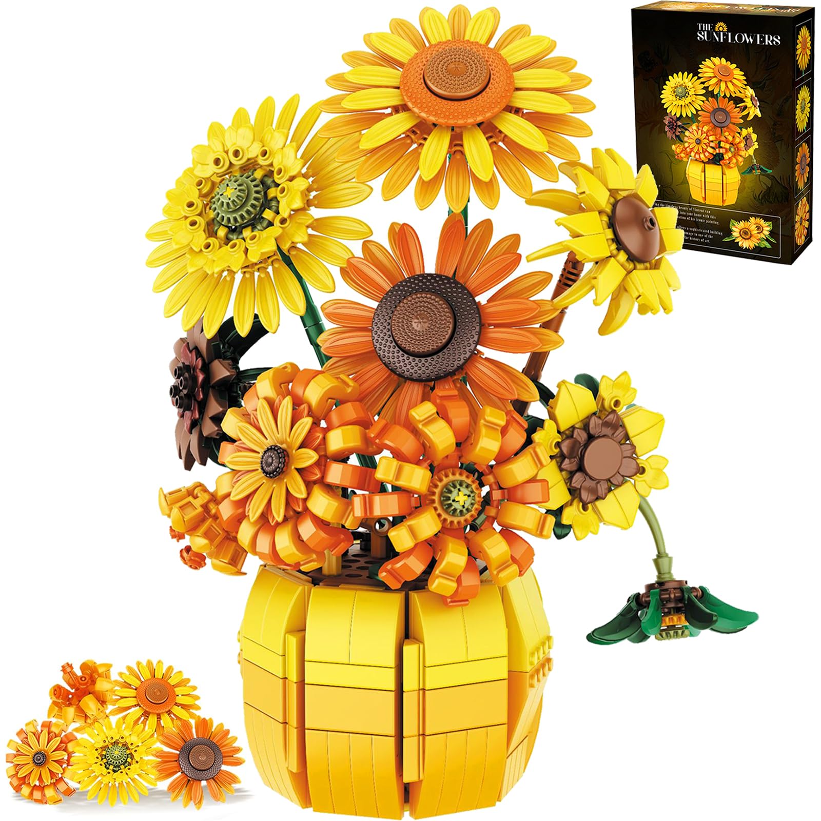Amazon.com: EMANNON Flowers Building Set for Adults/Kids - Sunflowers ...