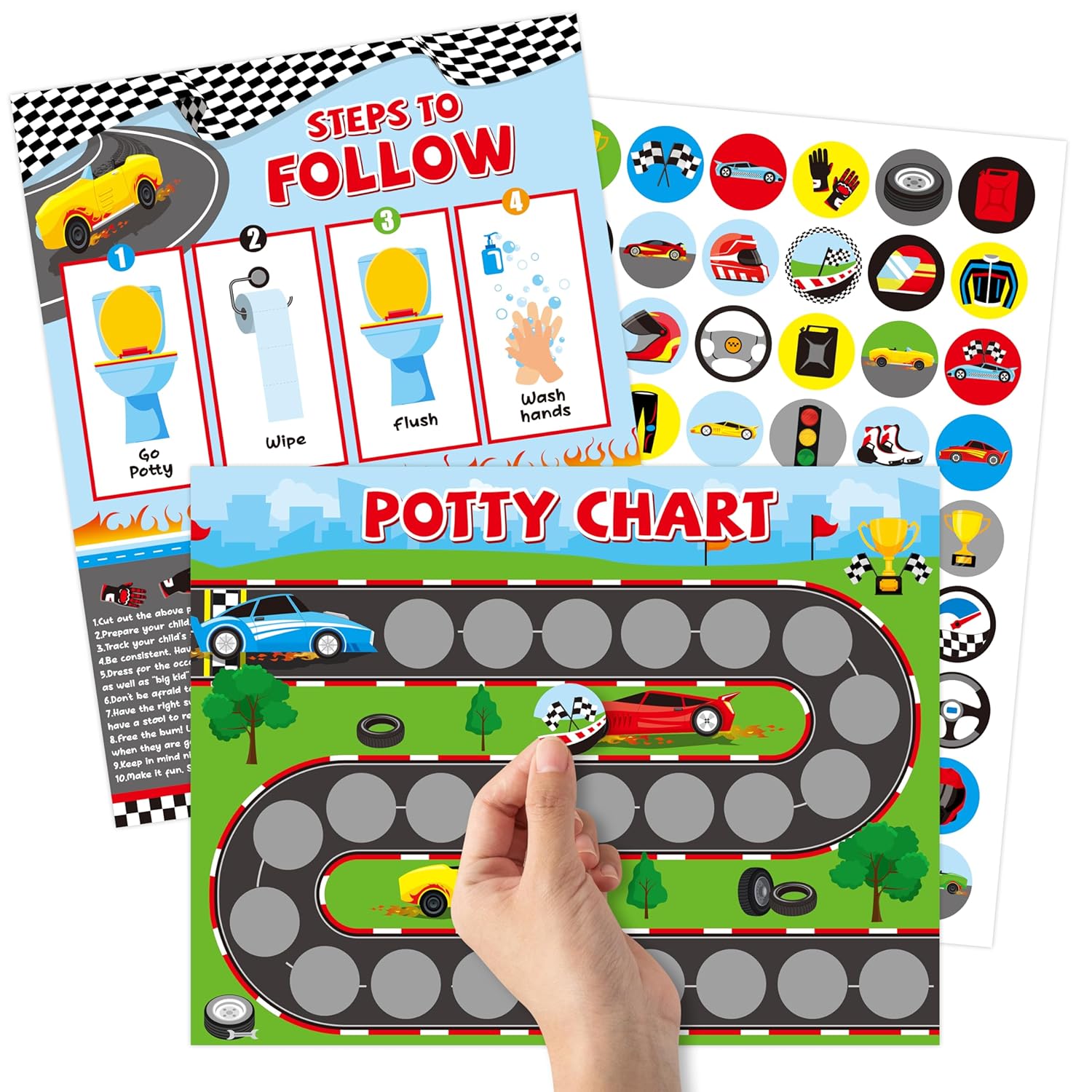 Amazon.com: OSNIE Race Car Potty Training Chart for Toddlers Boys ...